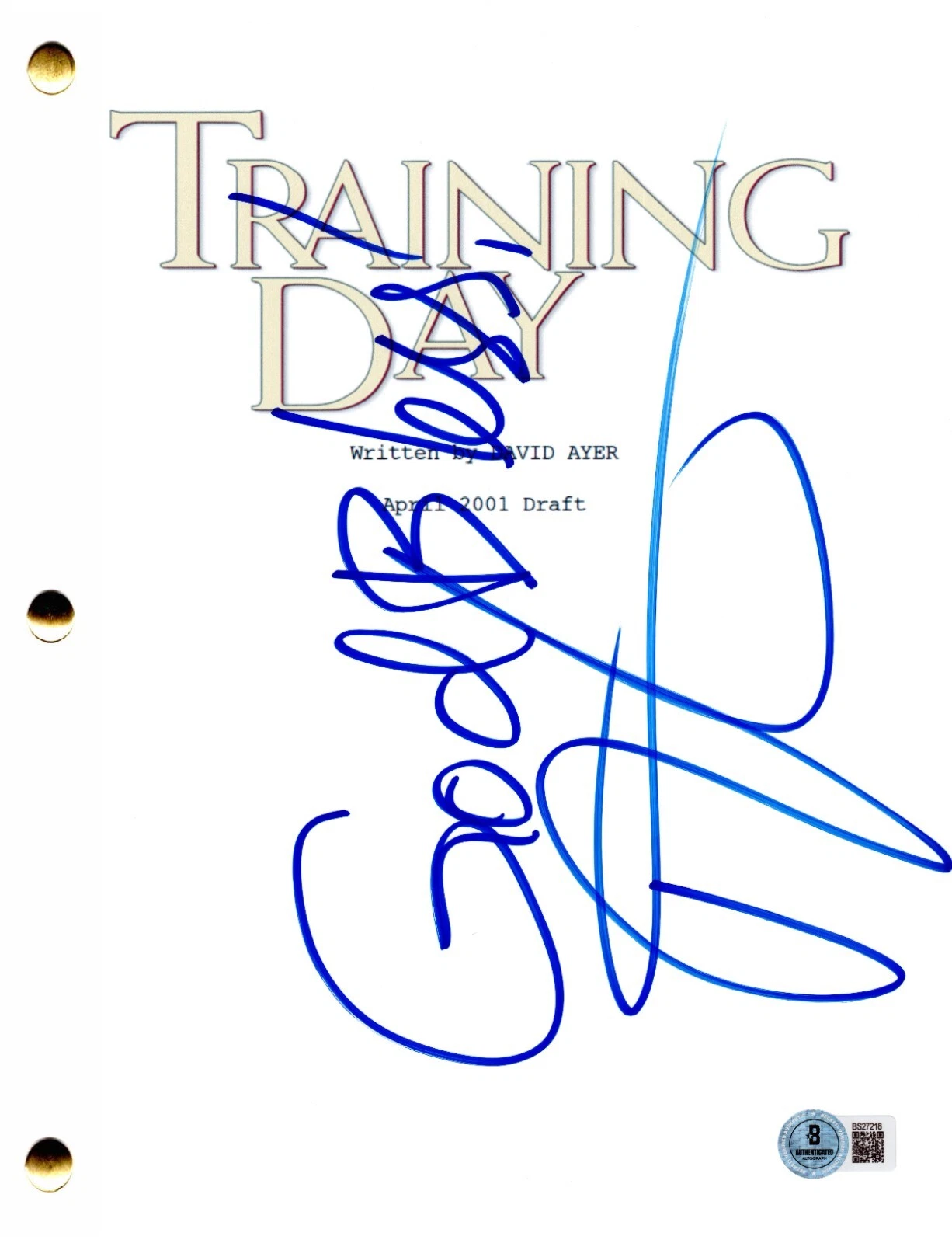 Denzel Washington Signed Training Day Full Script Authentic Autograph ...
