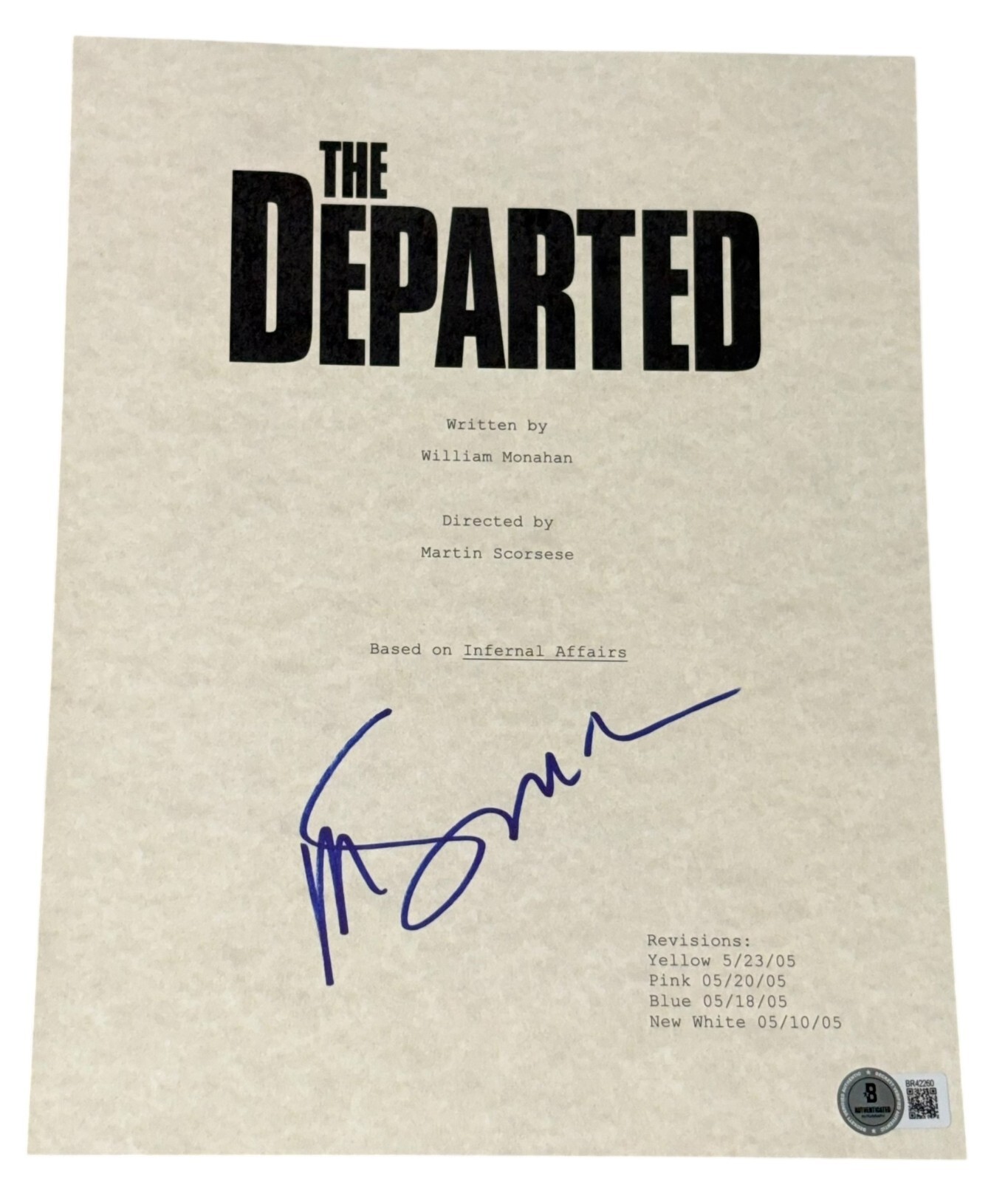 Martin Scorsese Signed Autograph The Departed Movie Script Screenplay ...