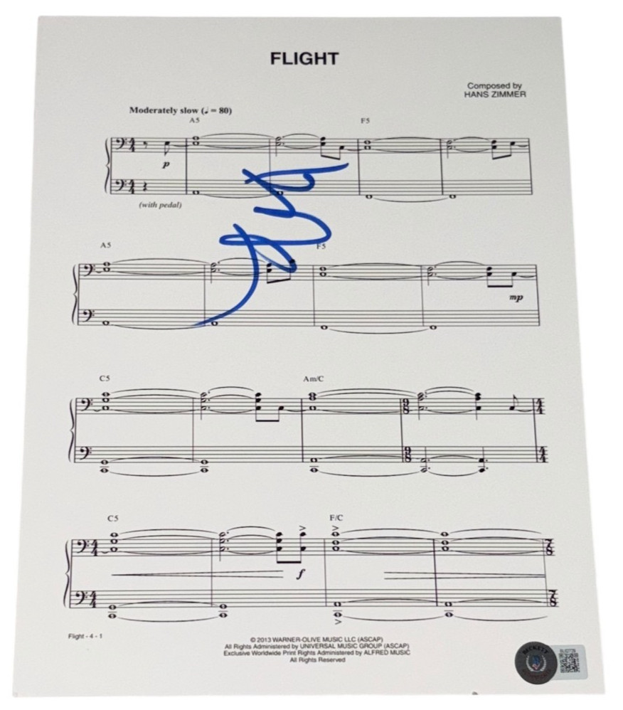 Hans Zimmer Signed Autograph Flight Man of Steel Superman Sheet Music ...
