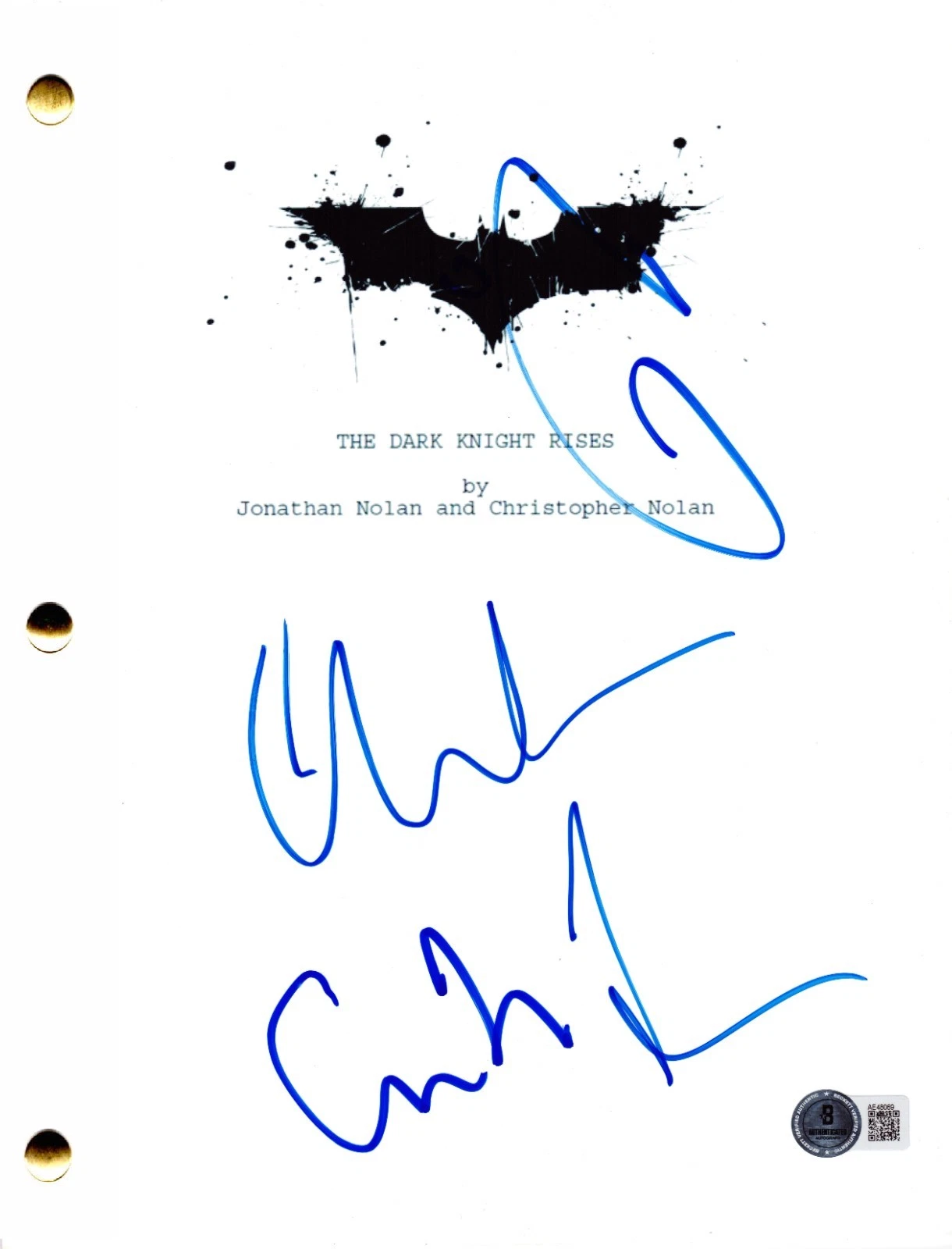 Christian Bale Tom Hardy Christopher Nolan Signed Dark Knight Rises ...