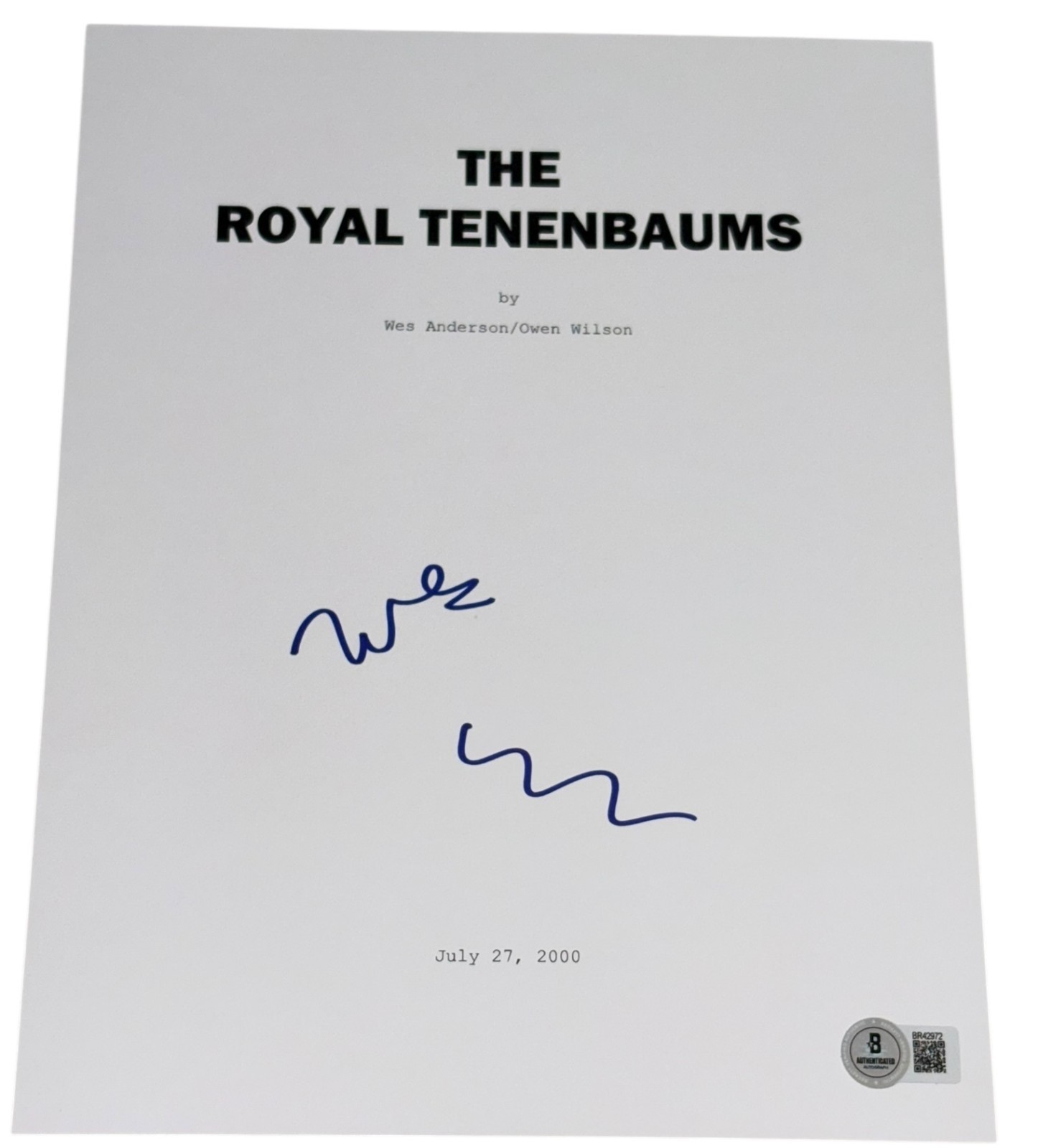 Wes Anderson Signed Autograph The Royal Tenenbaums Script Screenplay ...