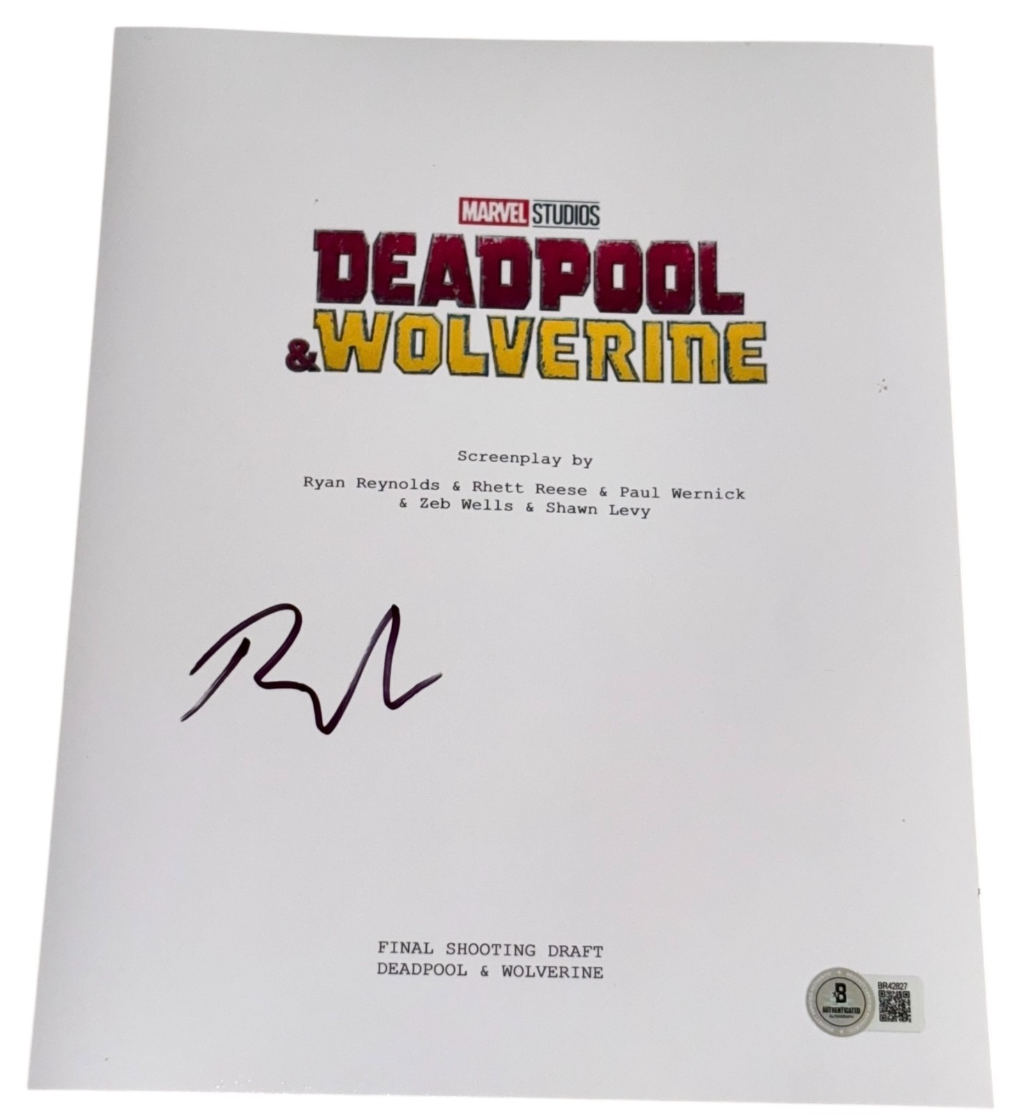 Ryan Reynolds Signed Autograph Deadpool & Wolverine Script Screenplay ...