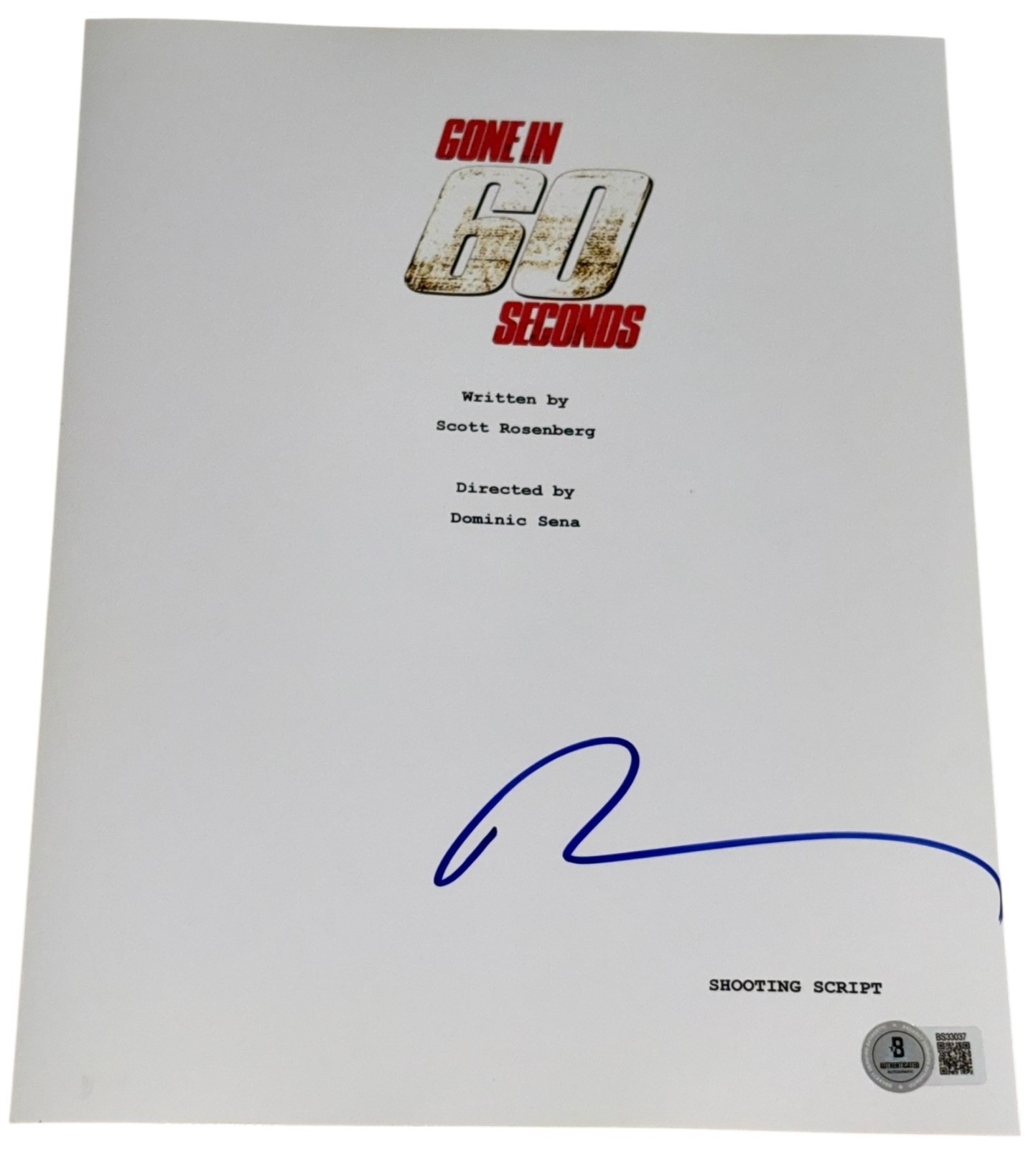 Nicolas Cage Signed Autograph Gone in 60 Seconds Movie Script ...