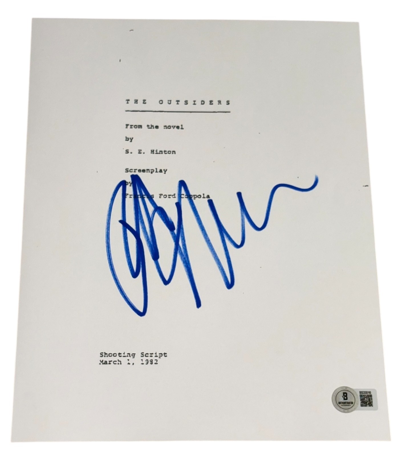 Ralph Macchio Signed Autograph The Outsiders Movie Script Screenplay ...