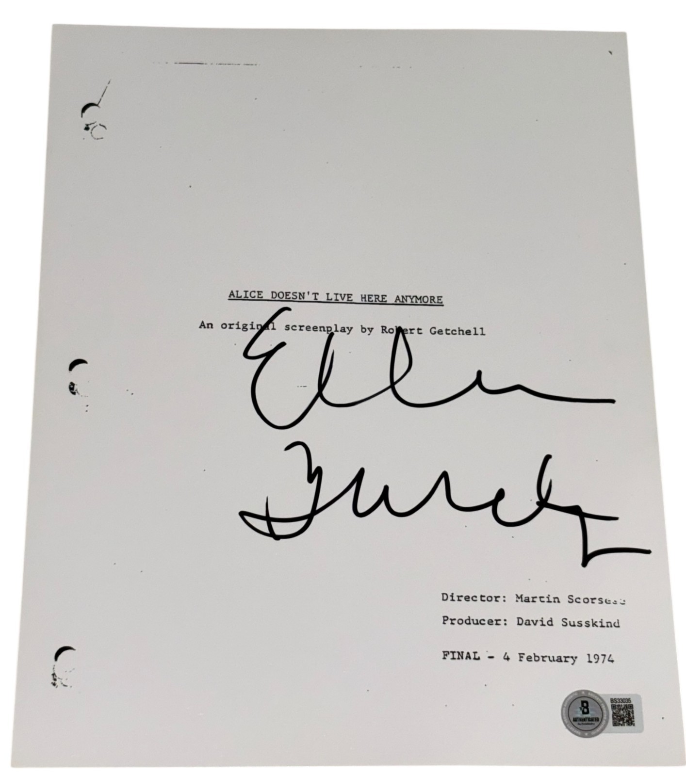 Ellen Burstyn Signed Autograph Alice Doesn't Live Here Anymore Script ...