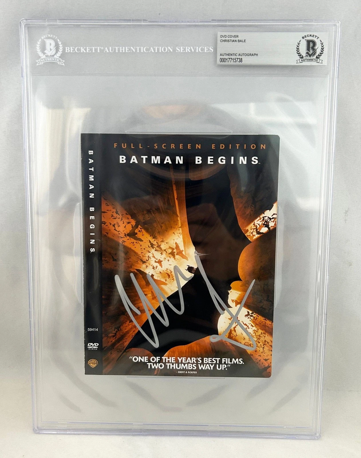Christian Bale Signed DVD Cover Beckett BAS DC Batman Begins COA ...