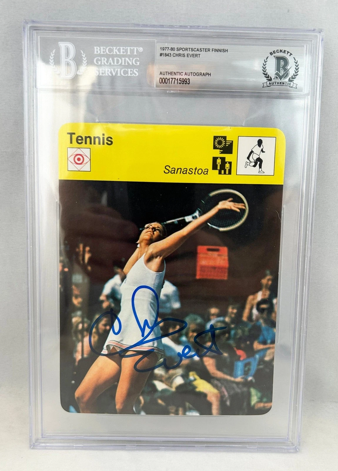 Chris Evert Signed Card 1977 Sportscaster Finnish Beckett BAS COA ...
