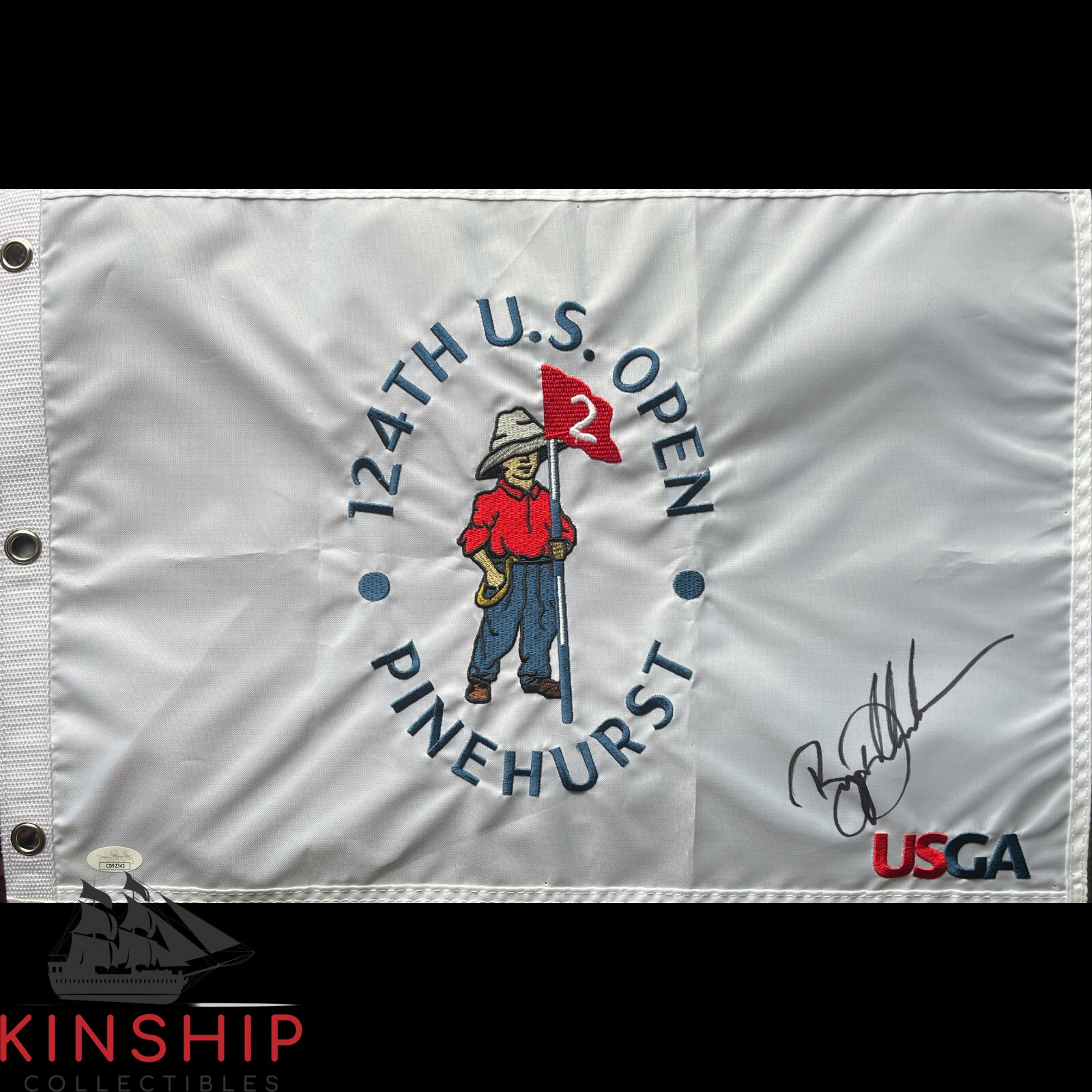 Bryson DeChambeau signed 2024 US Open Golf Flag JSA COA Pinehurst Auto ...