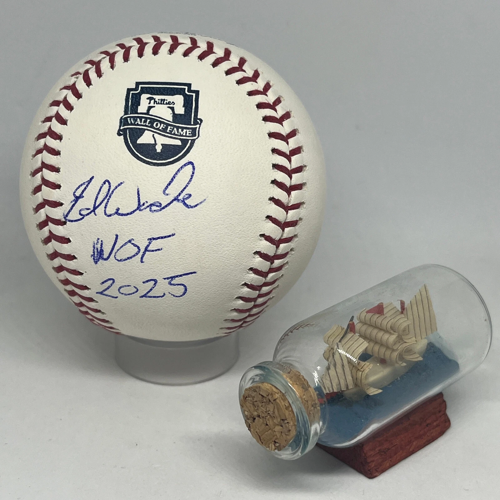 Ed Wade signed Rawlings Phillies Wall of Fame Logo Baseball JSA COA WOF ...