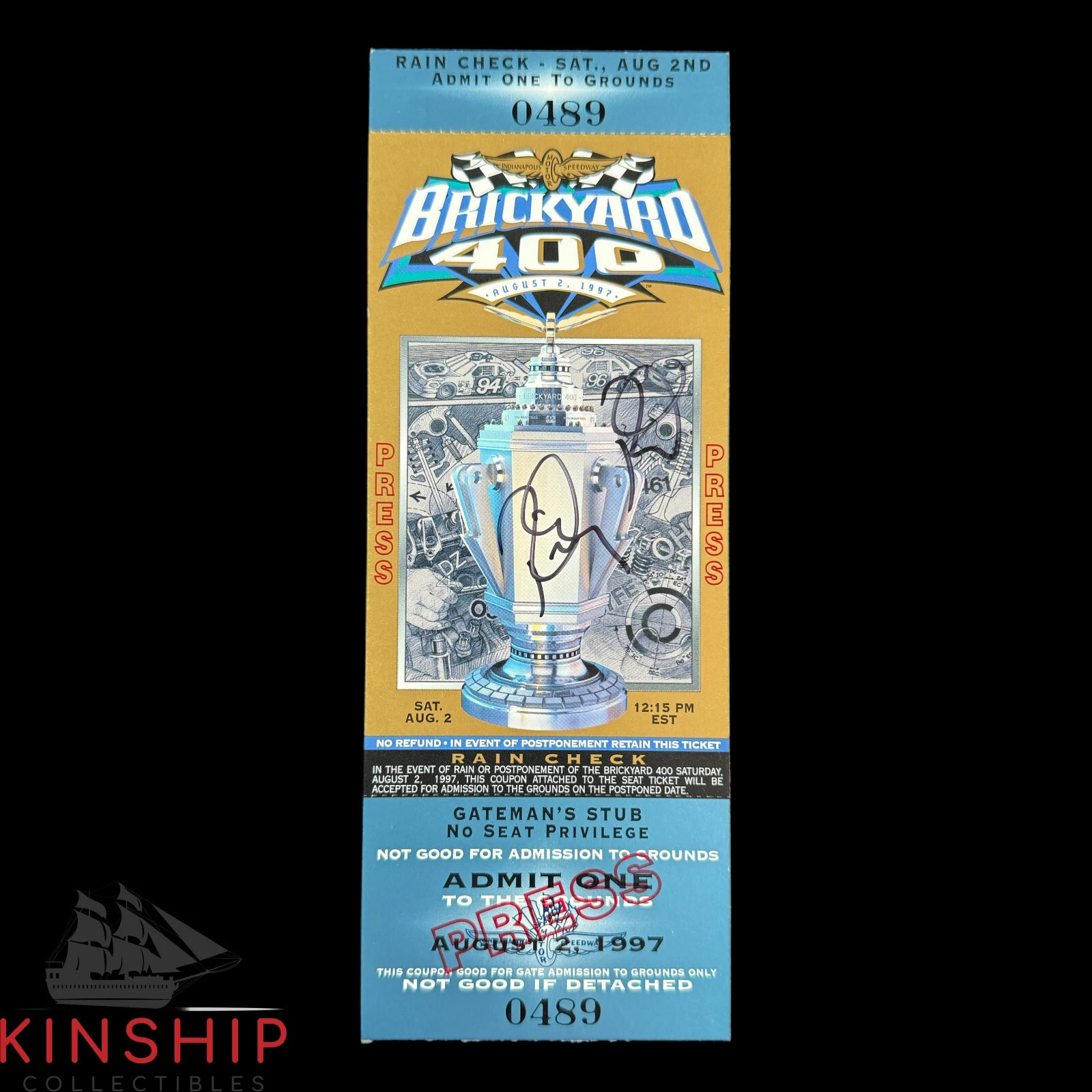 Ricky Rudd signed 1997 Brickyard 400 Ticket JSA COA NASCAR Race Winner ...