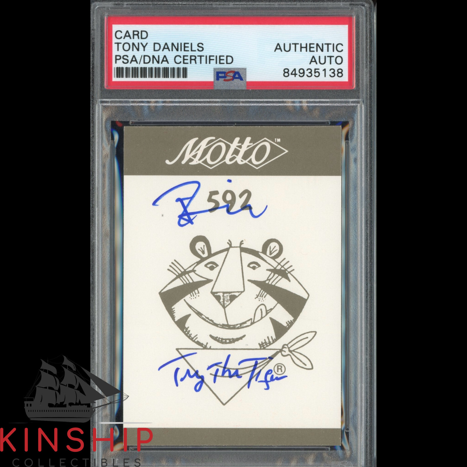 Tony Daniels signed 1987 Motto Tony the Tiger Card PSA DNA Slabbed Auto ...