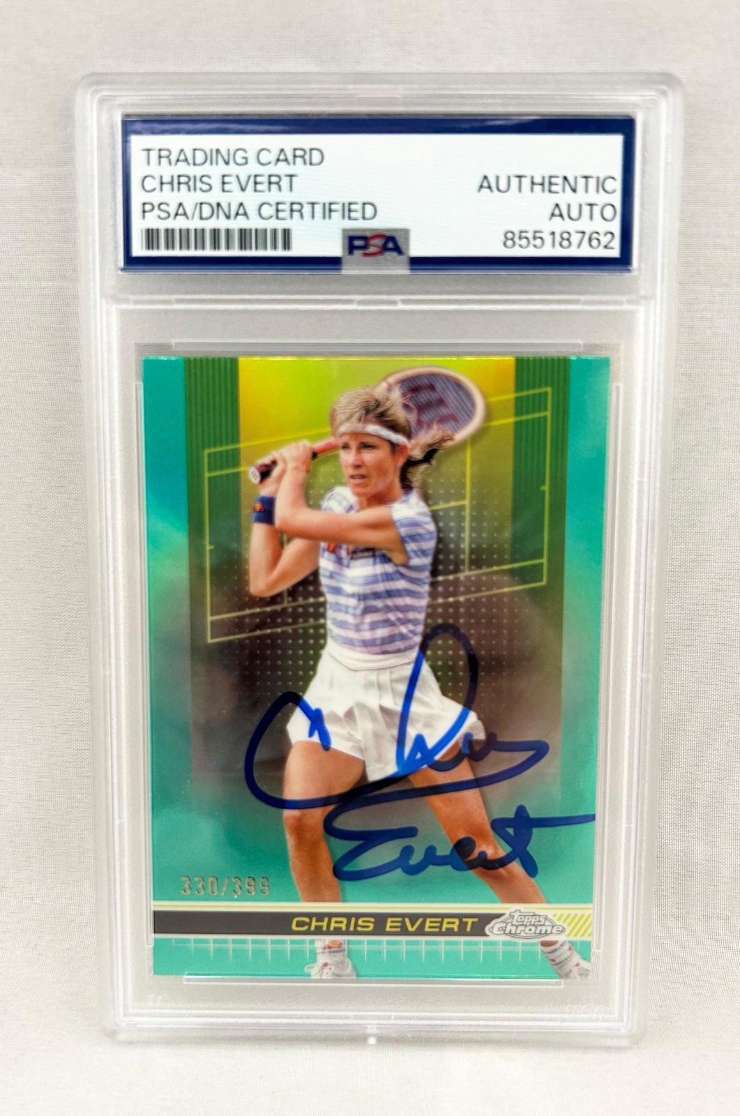 Chris Evert Signed Card 2024 Topps Chrome Aqua Refractor #330/399 PSA ...
