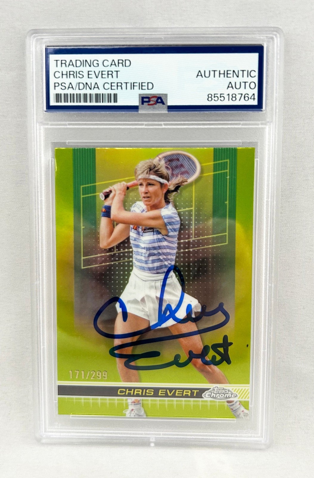 Chris Evert Signed Card 2024 Topps Chrome Lime Green Refractor #171/299 ...