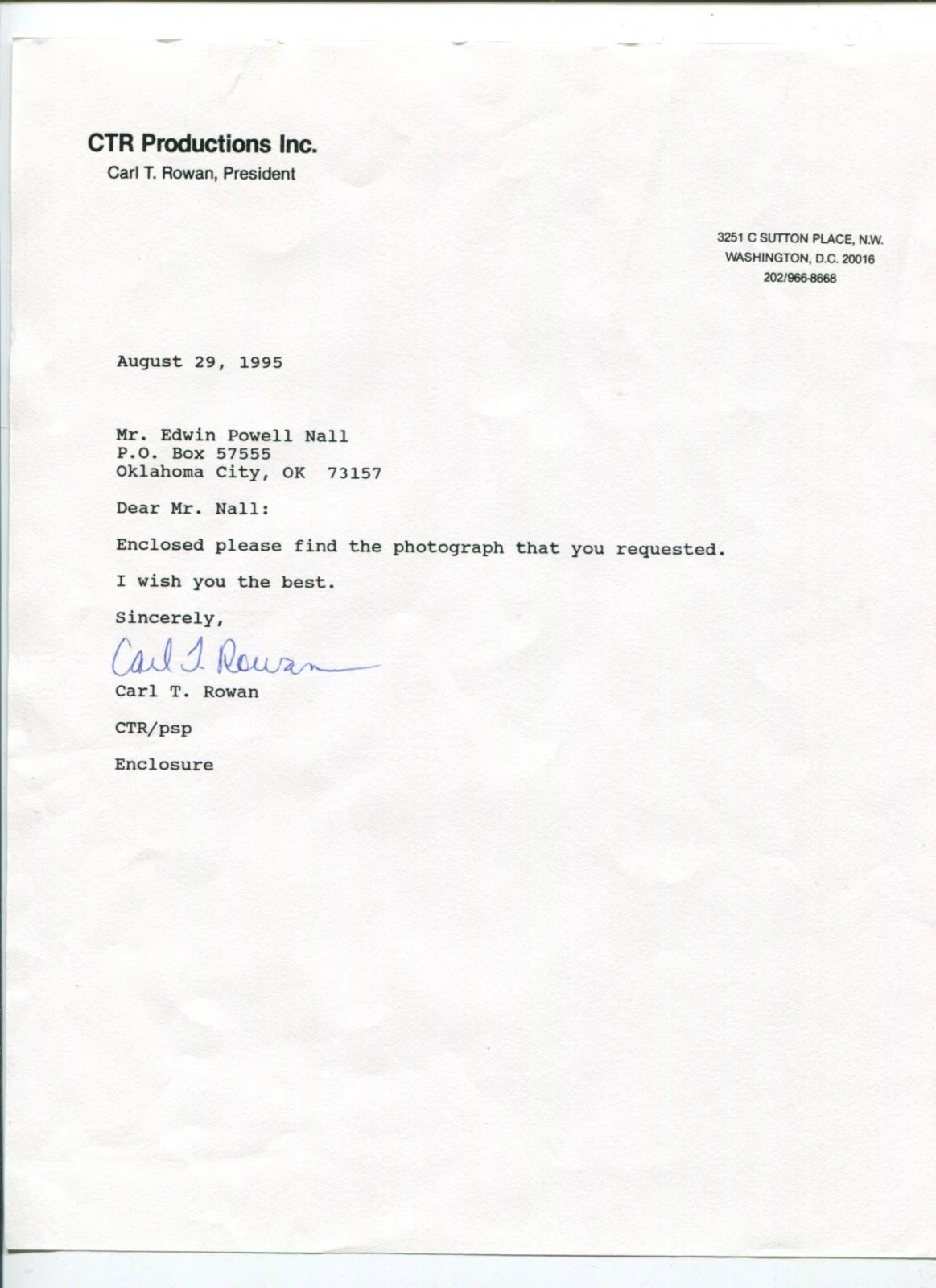 Carl Rowan Author Civil Rights Leader Montgomery Bus Boycott Signed ...