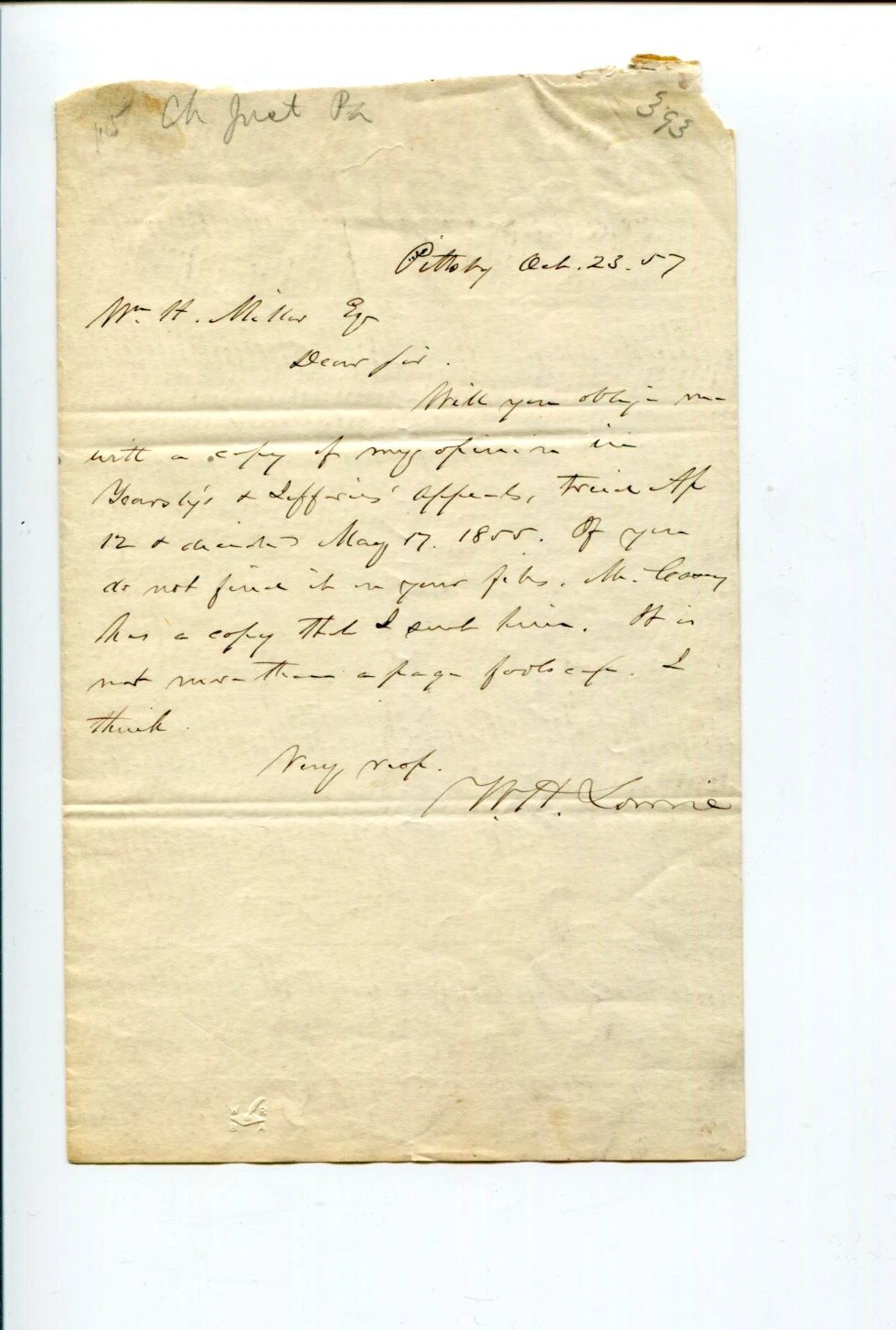 Walter H Lowrie Pennsylvania Chief Justice Supreme Court Signed ...