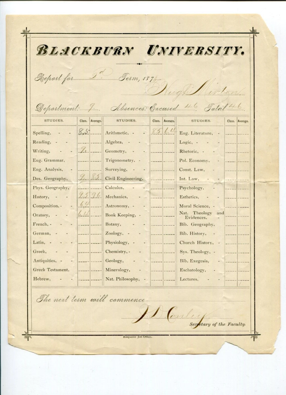 John Dykeman Conley New York Scientist Blackburn University Signed ...