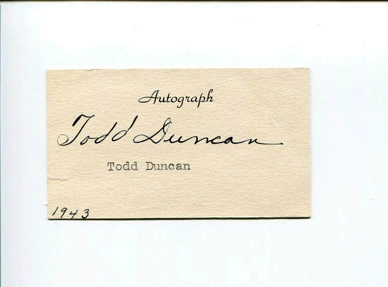 Todd Duncan Porgy & Bess Opera Singer Actor Signed Autograph | Autographia