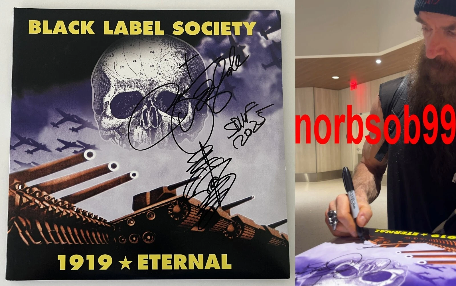 ZAKK WYLDE SIGNED BLACK LABEL SOCIETY 1919 ETERNAL VINYL EXACT PROOF ...