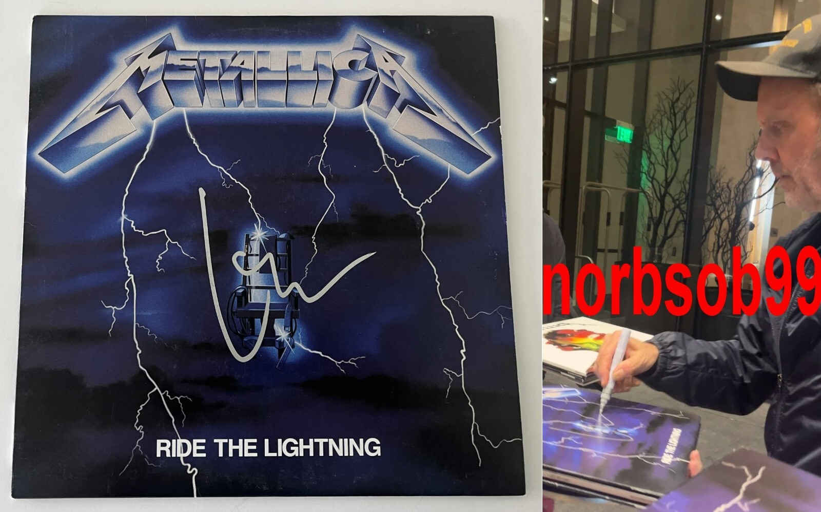 LARS ULRICH SIGNED METALLICA RIDE THE LIGHTNING VINYL w/EXACT PROOF ...