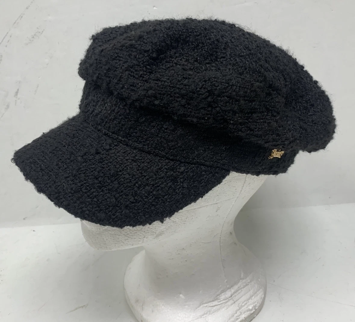 Juicy Couture Womens Lambs Wool Brimmed Newsboy Cap Hat Black B11 ...