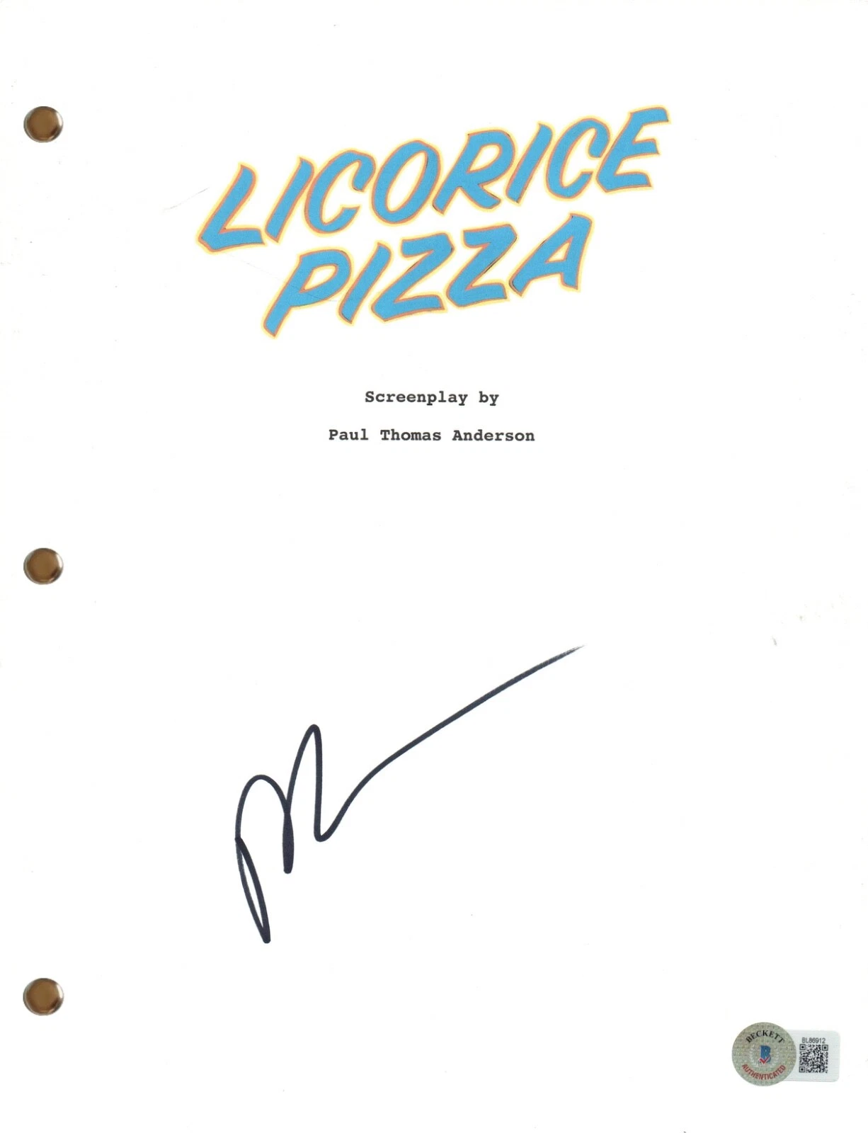 PAUL THOMAS ANDERSON Signed Autograph LICORICE PIZZA Movie Script ...