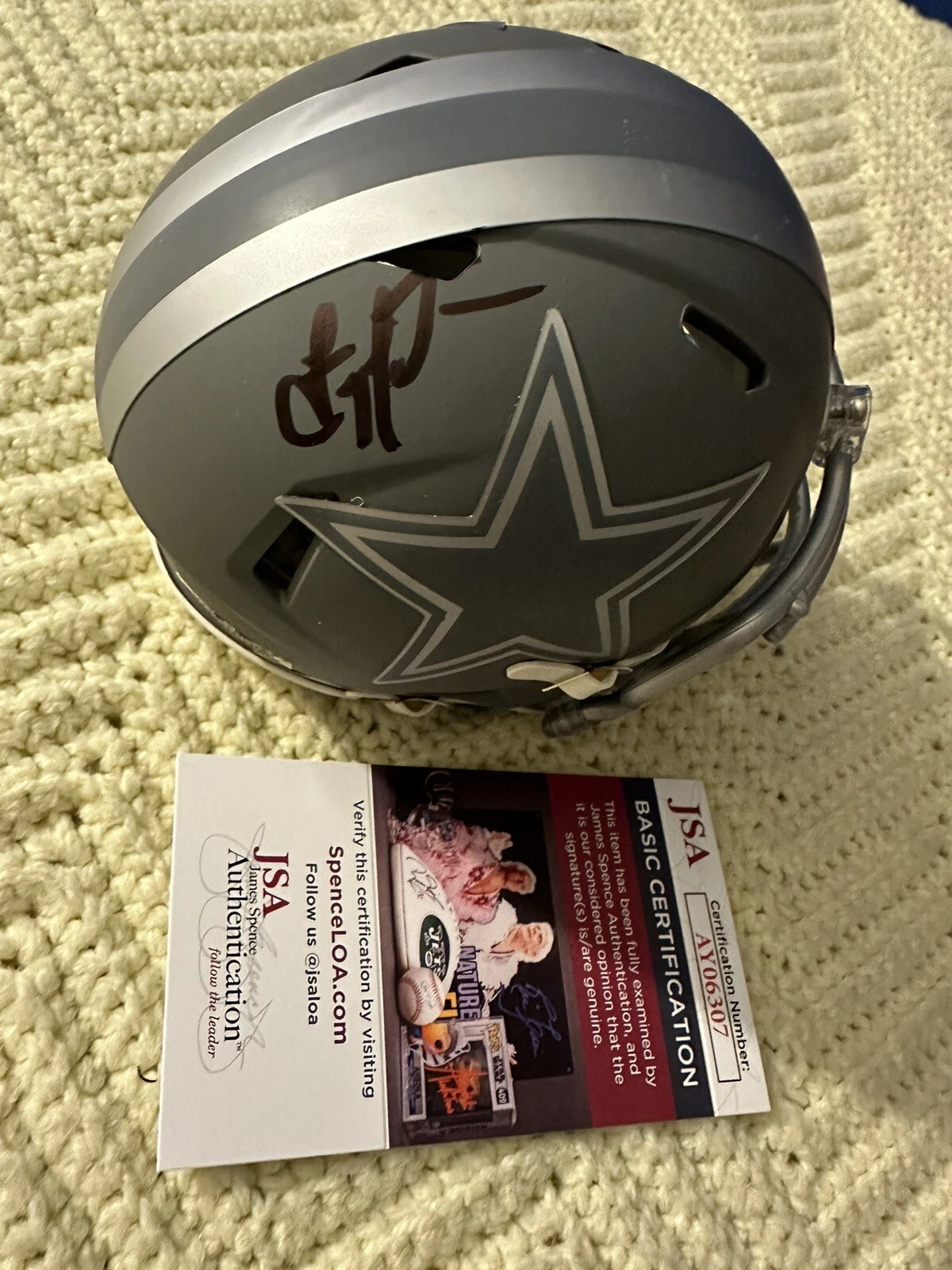 Troy Aikman Signed Slate Mini Helmet Autograph JSA Authenticated COA ...