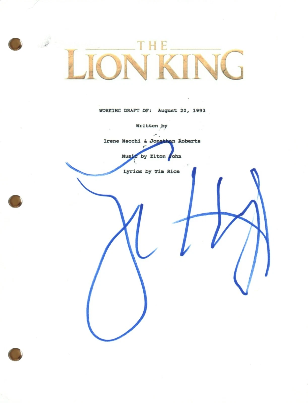 Jeffrey Katzenberg Signed Autograph THE LION KING Movie Script ...