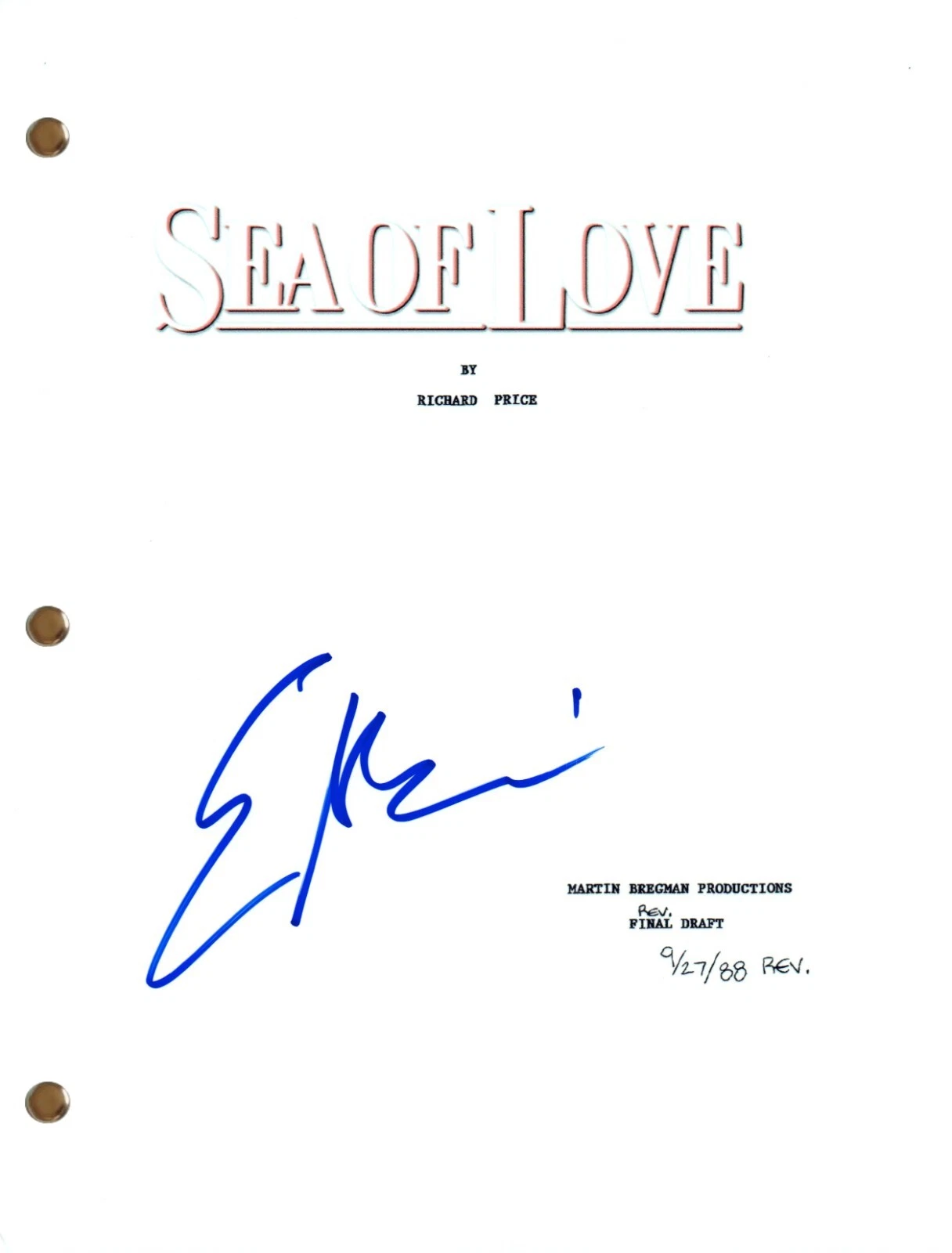Ellen Barkin Signed Autograph SEA OF LOVE Movie Script Full Screenplay ...