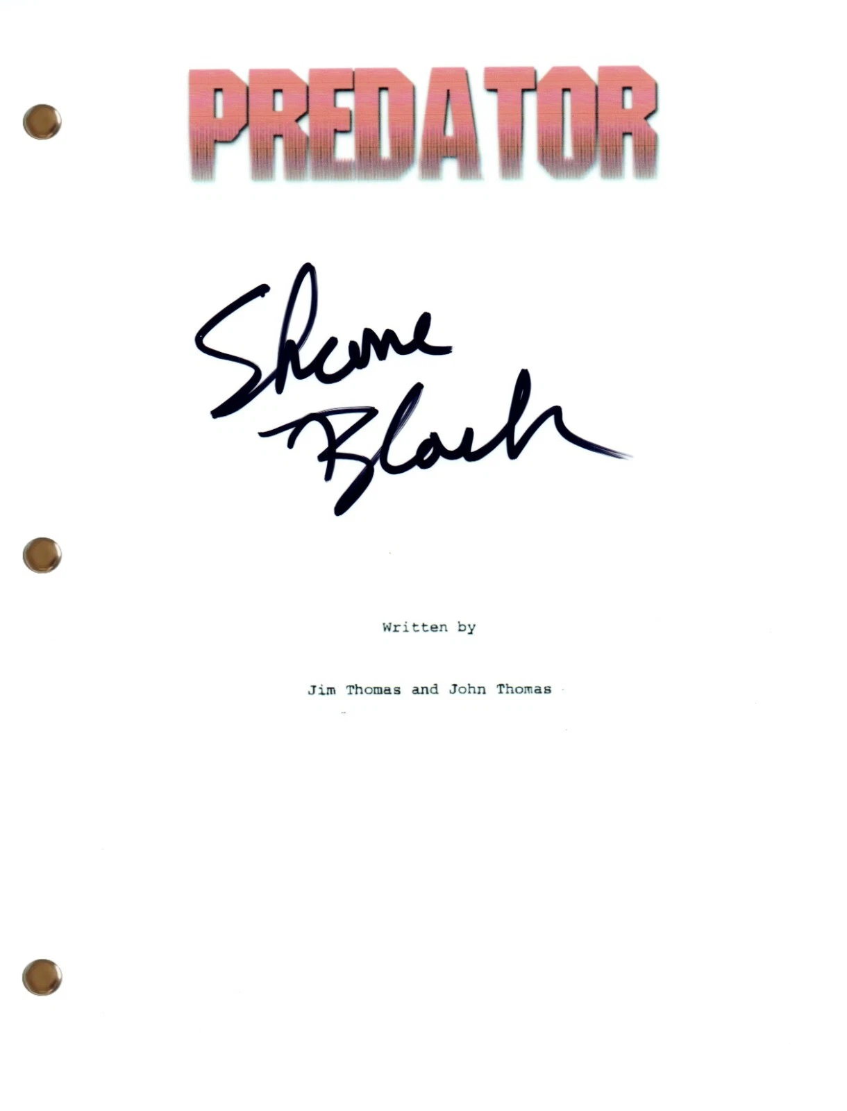 Shane Black PREDATOR Autograph Signed Movie Script Full Screenplay ...