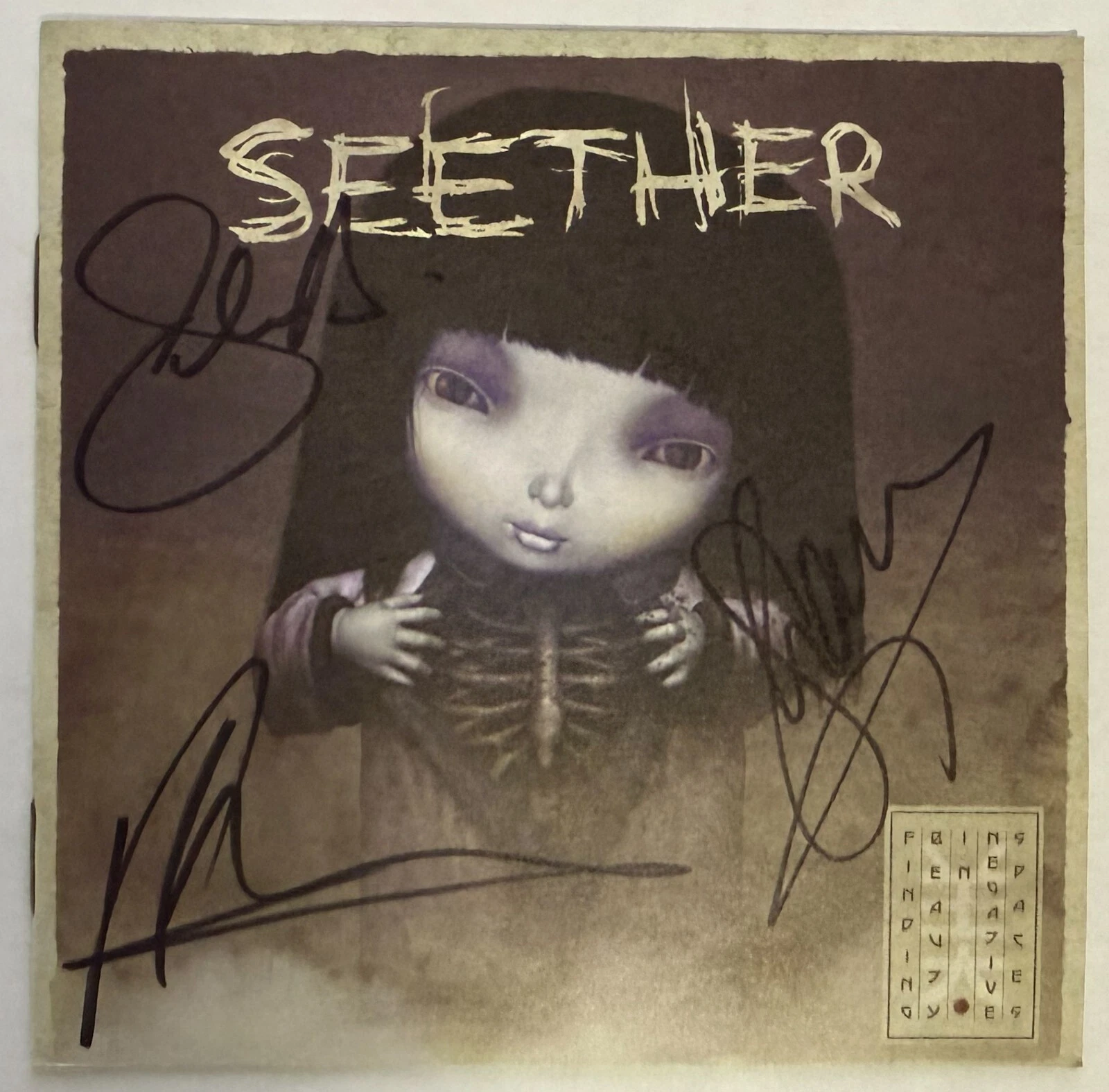 Seether REAL hand SIGNED Finding Beauty in Negative Spaces CD cover COA ...