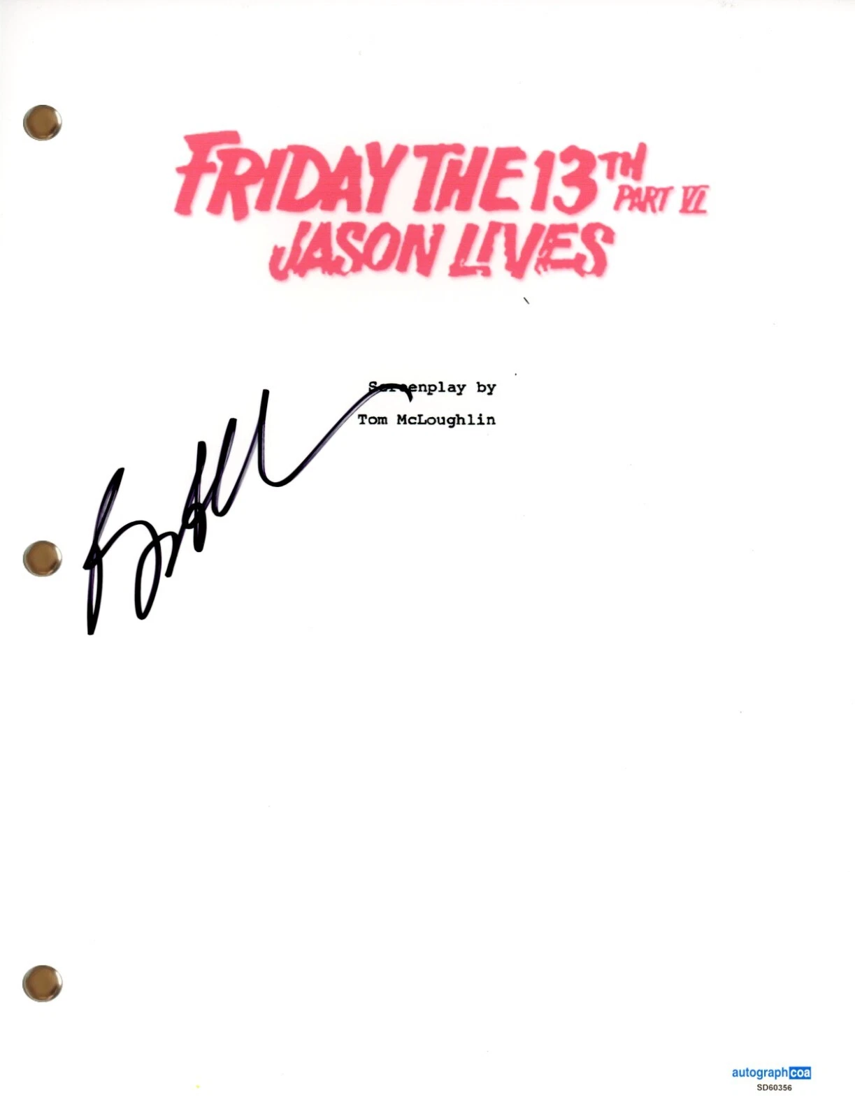 Roger Rose “Friday the 13th Part VI” Signed Autograph Movie Script ...