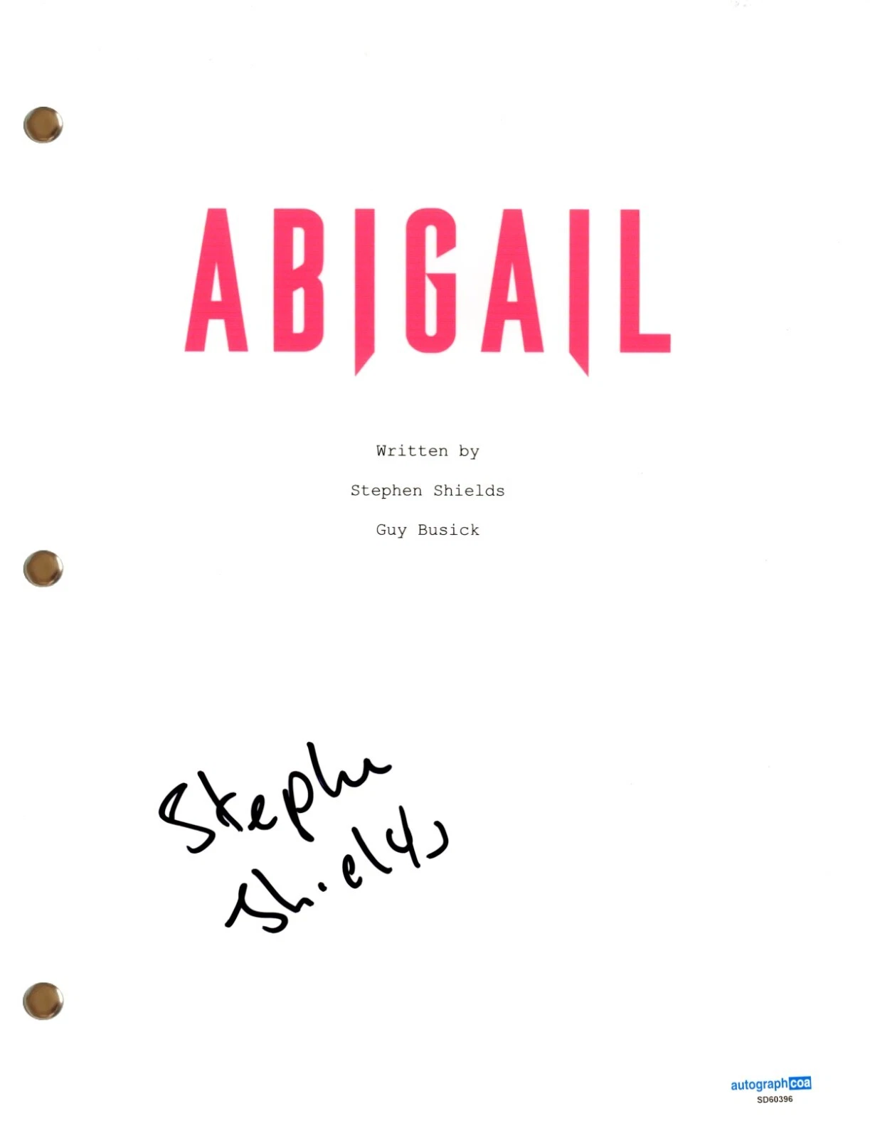 Stephen Shields “Abigail” Signed Autograph Movie Script Horror ...