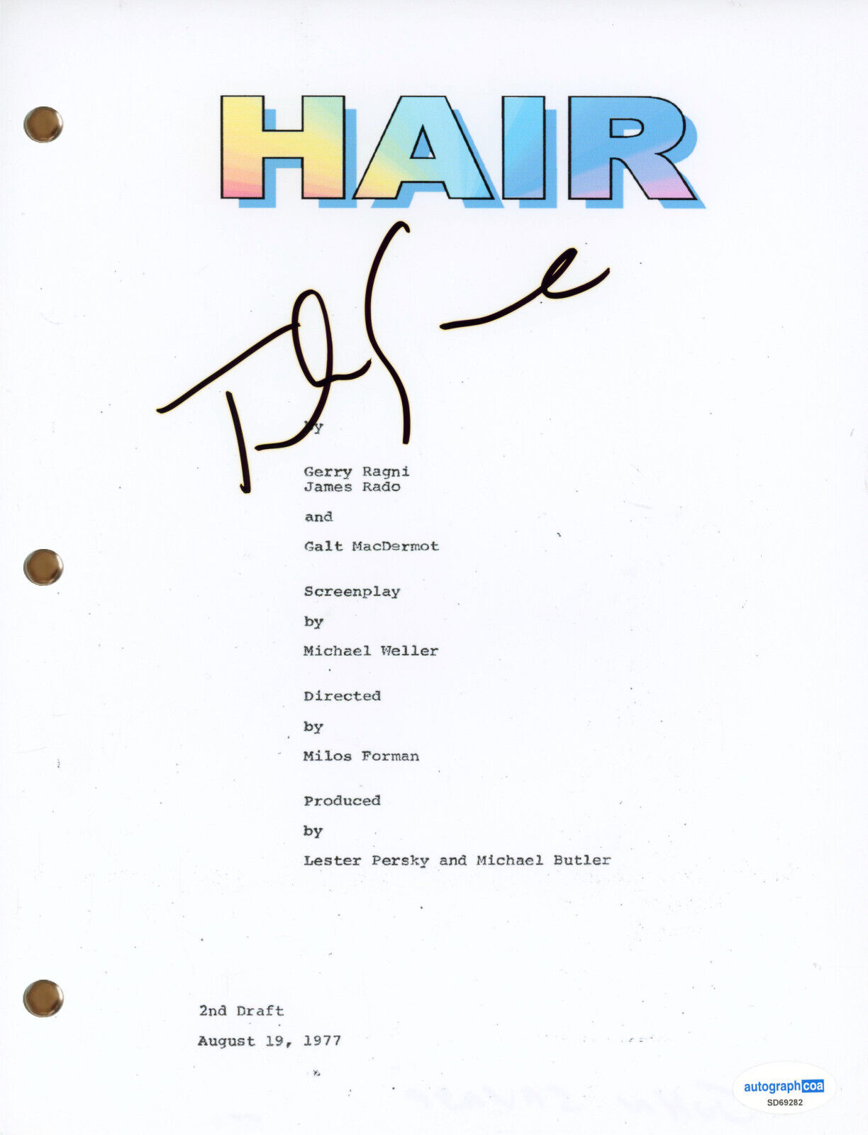 John Savage “Hair” Signed Autograph Full Movie Script Screenplay 1979 Film ACOA | Autographia