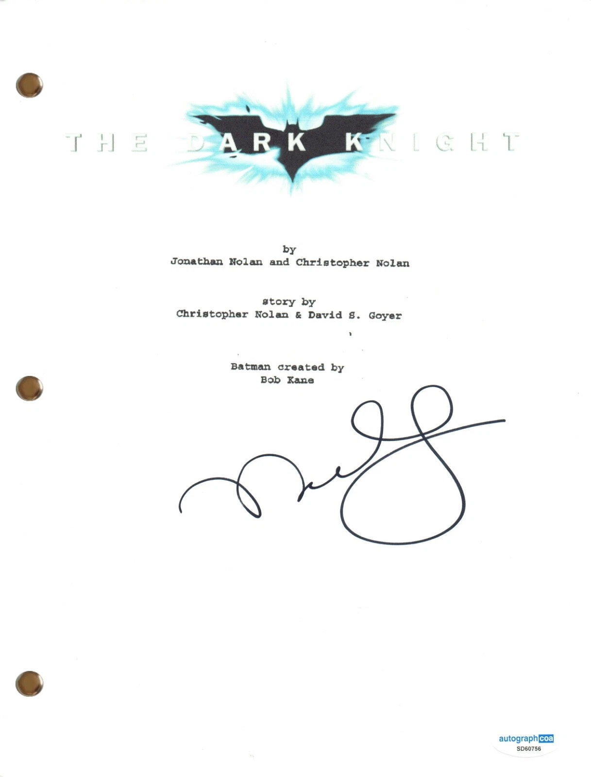 Melinda McGraw "The Dark Knight" Signed Full Movie Script 'Barbara ...