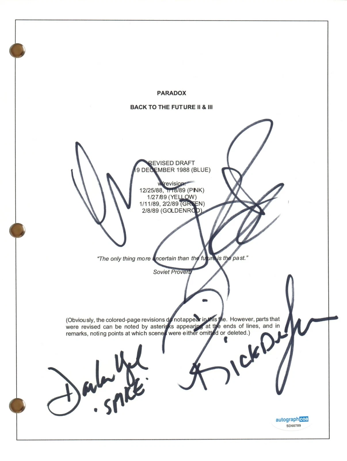 Back to the Future Part 2 Cast Signed Autograph Movie Script Screenplay ...