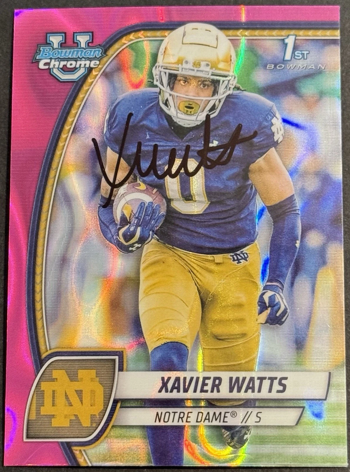 Xavier Watts Signed Notre Dame 2024 Bowman Chrome U Rookie Card BAS ...