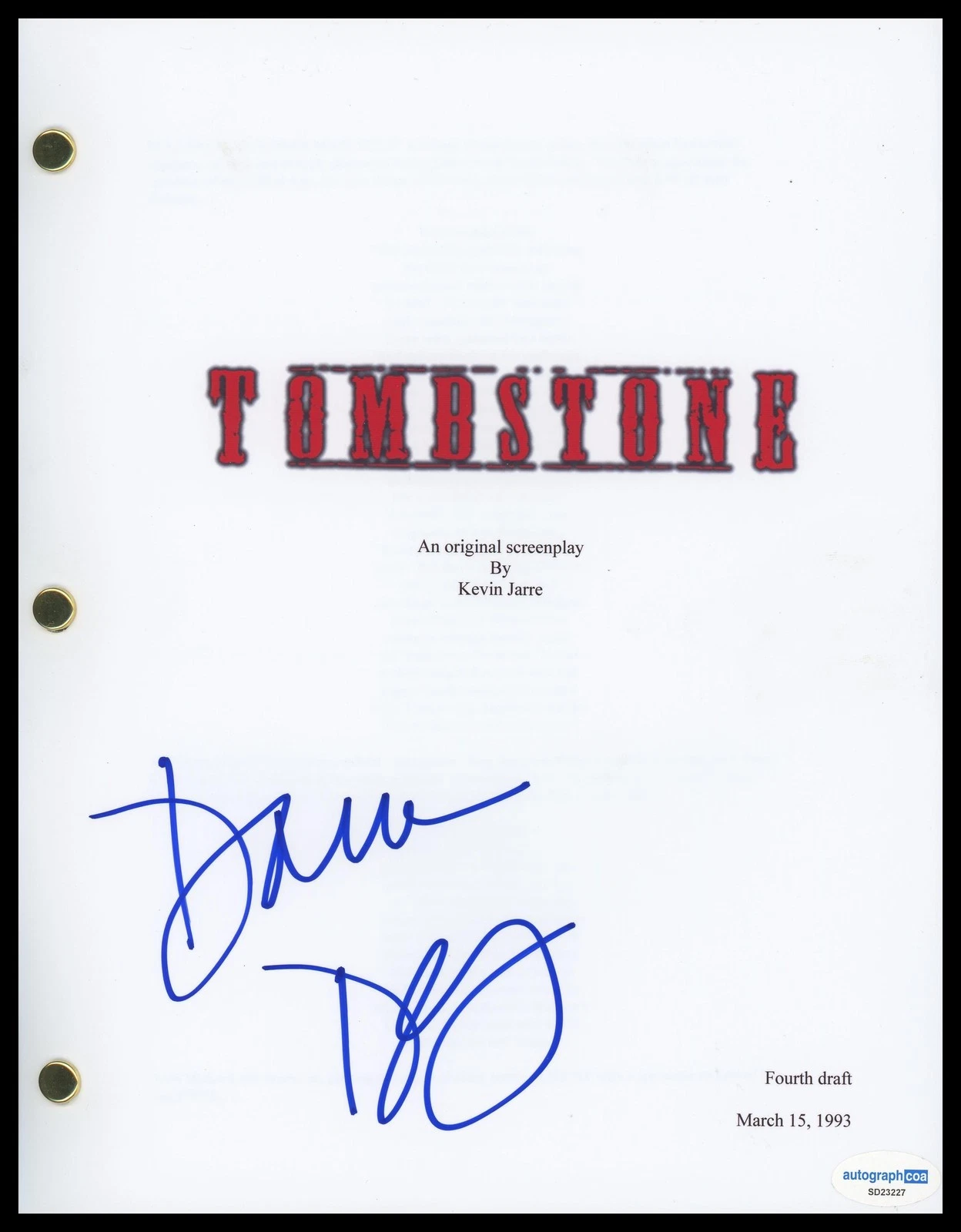 Dana Delany "Tombstone" AUTOGRAPH Signed Full Complete Script ...