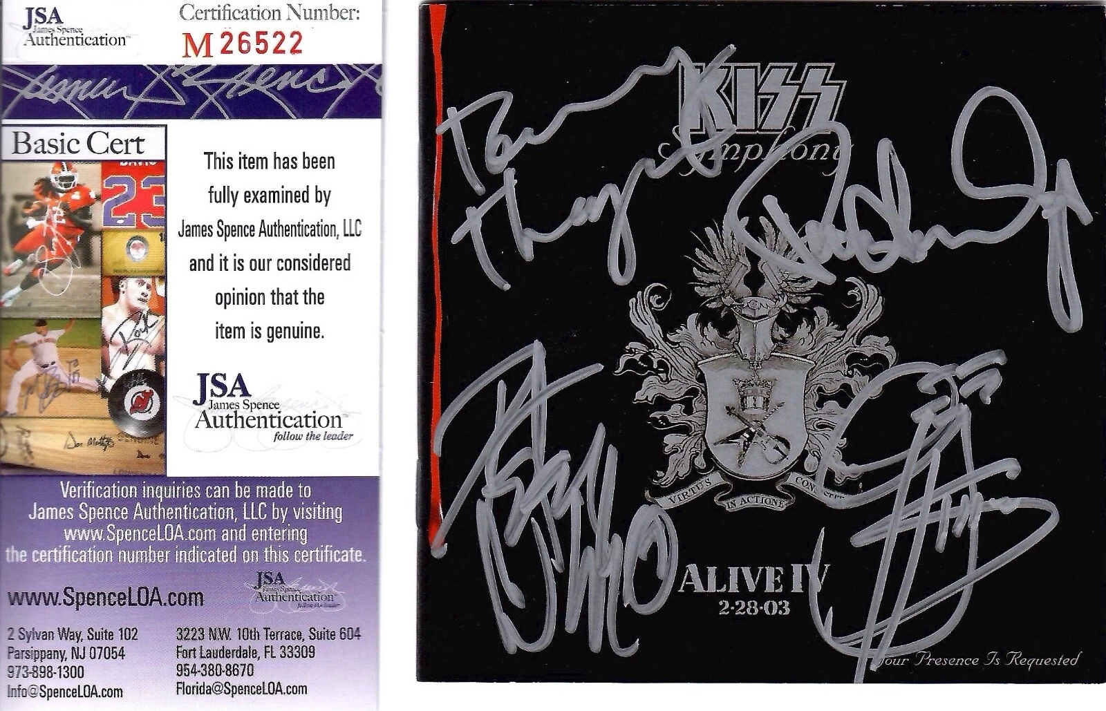 KISS HAND SIGNED KISS ALIVE 4 CD BOOKLET+JSA RARE PAUL+GENE+PETER ...