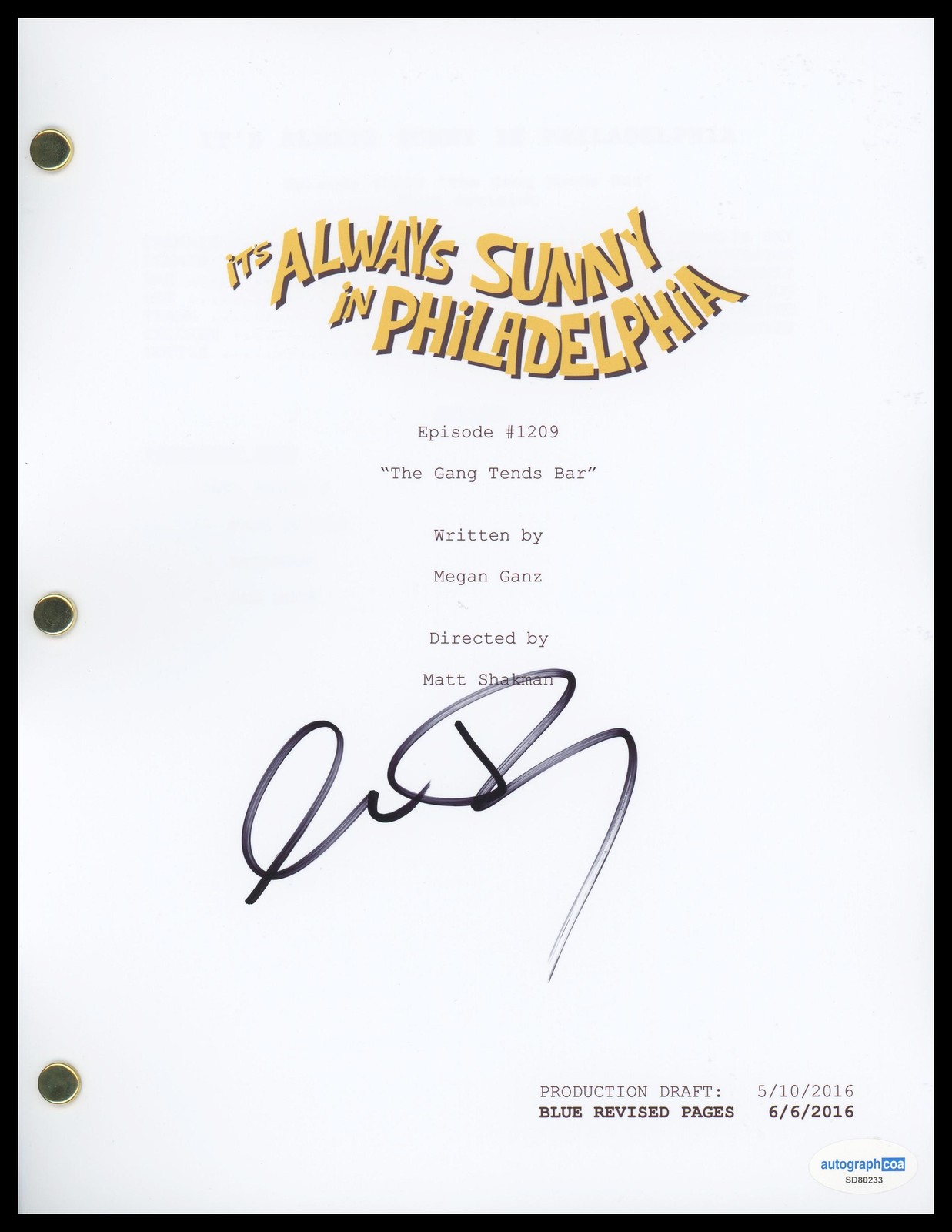 Charlie Day "It's Always Sunny in Philadelphia" SIGNED 'Gang Tends Bar ...