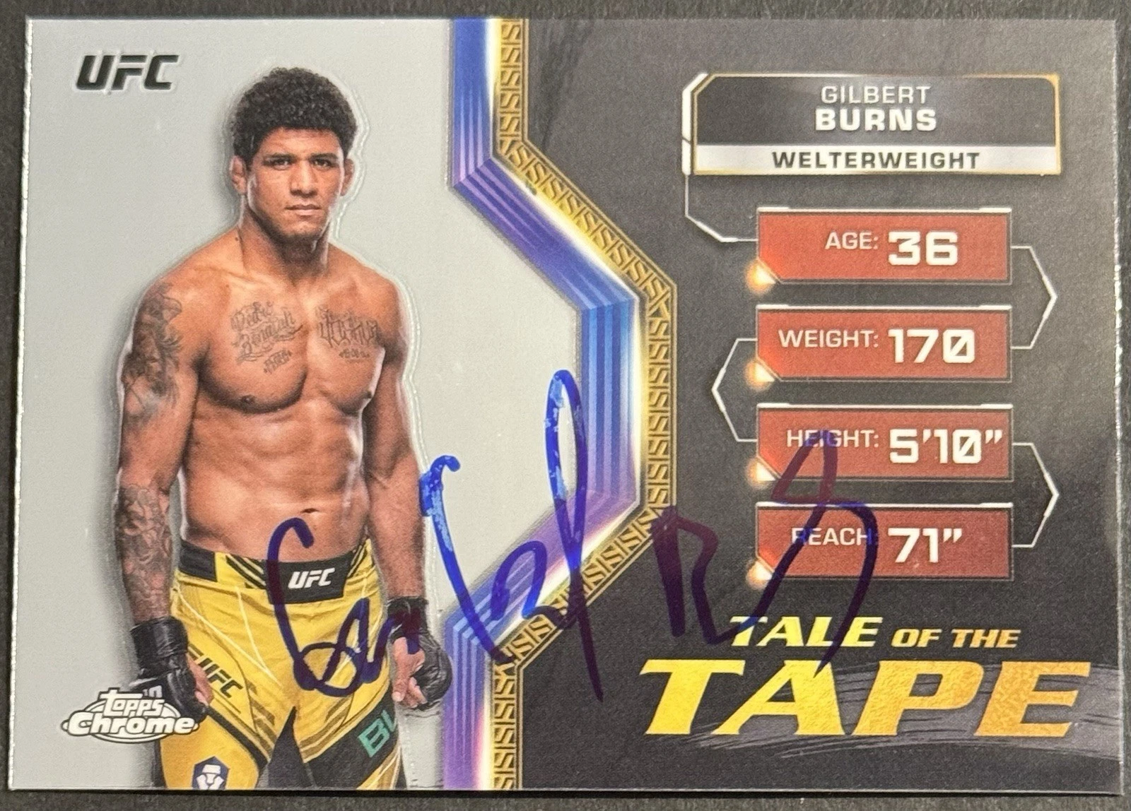 Gilbert Burns Signed 2024 Topps Chrome Tale Of The Tape UFC Card BAS ...