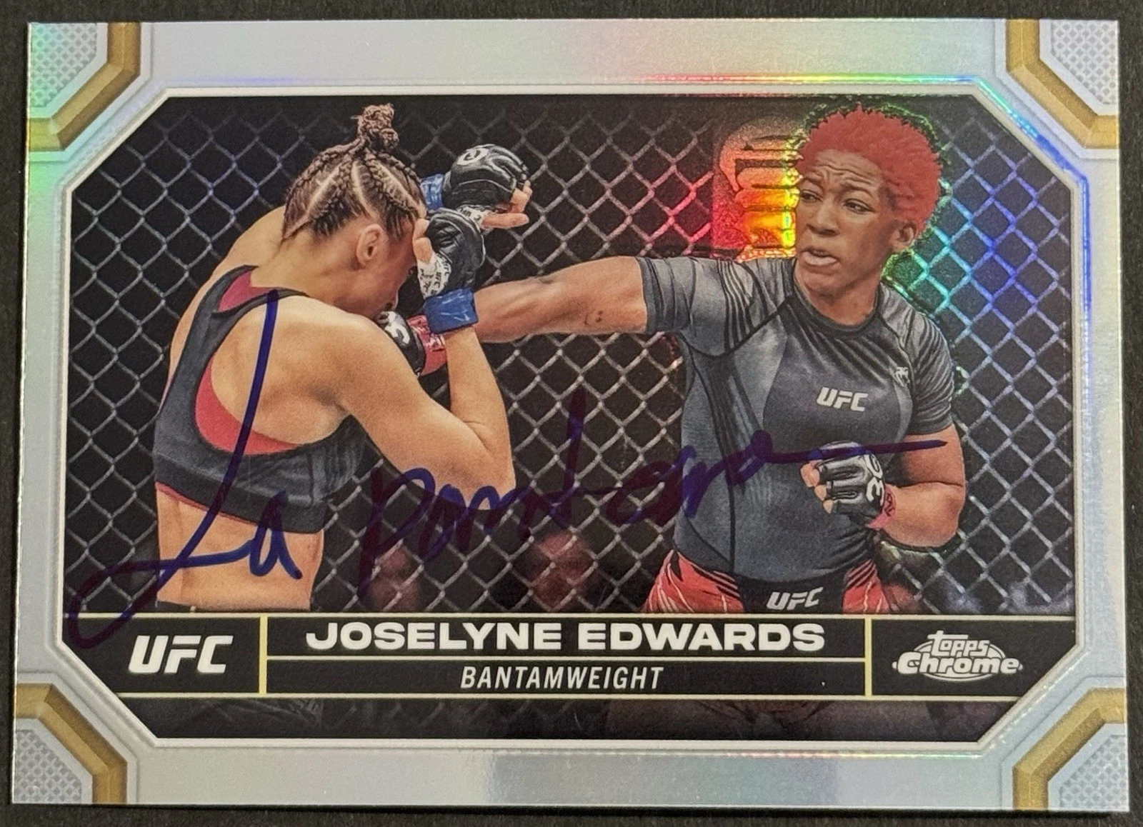 Joselyne Edwards Signed 2024 Topps Chrome Refractor UFC Base Card BAS ...