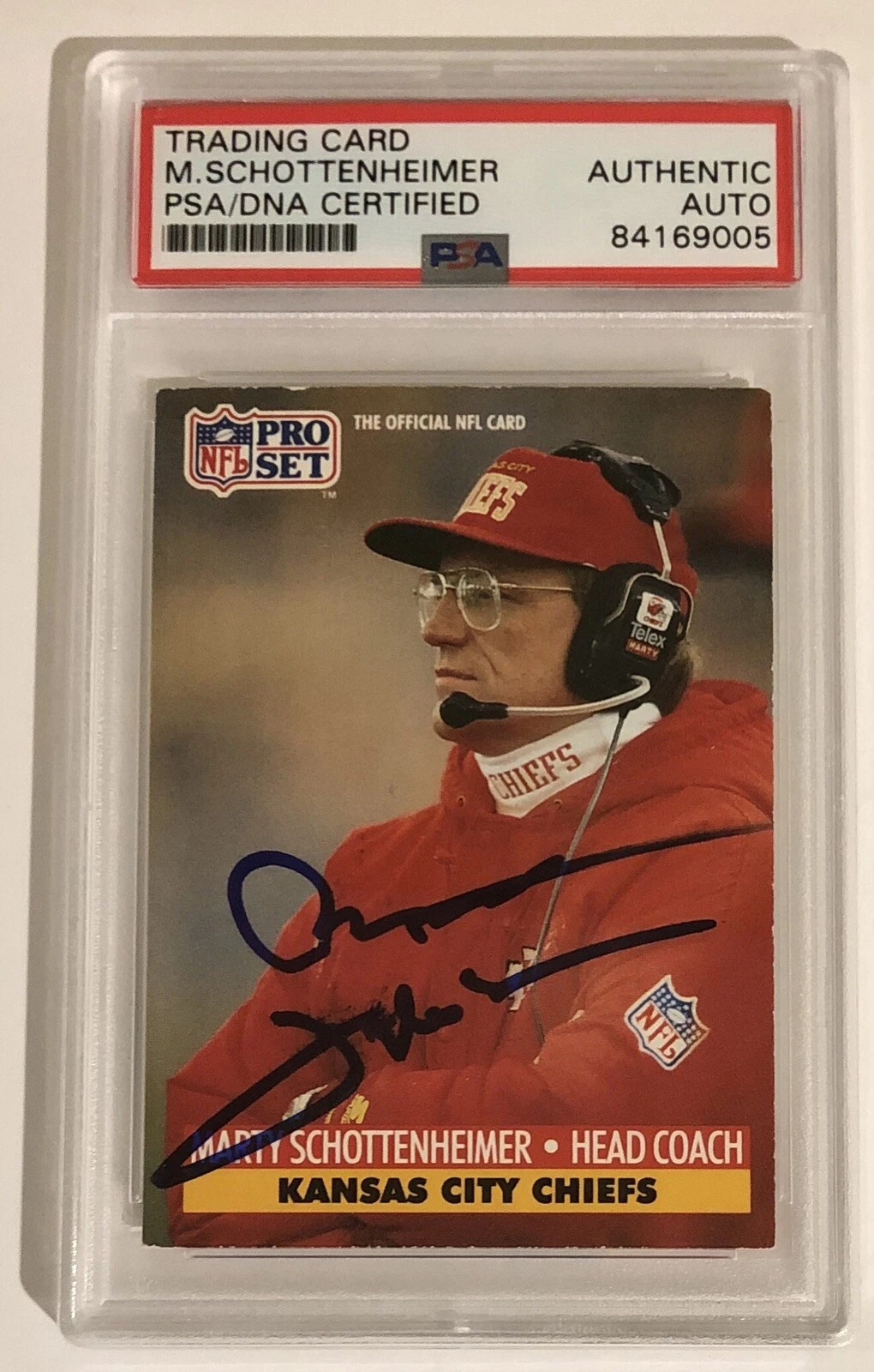 Marty Schottenheimer Signed 1991 Pro Set RC Kansas City Chiefs Psa/Dna ...