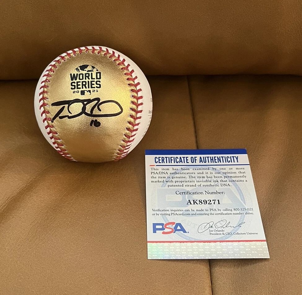 Travis D’Arnaud Signed Official 2021 World Series Gold Champs Baseball ...
