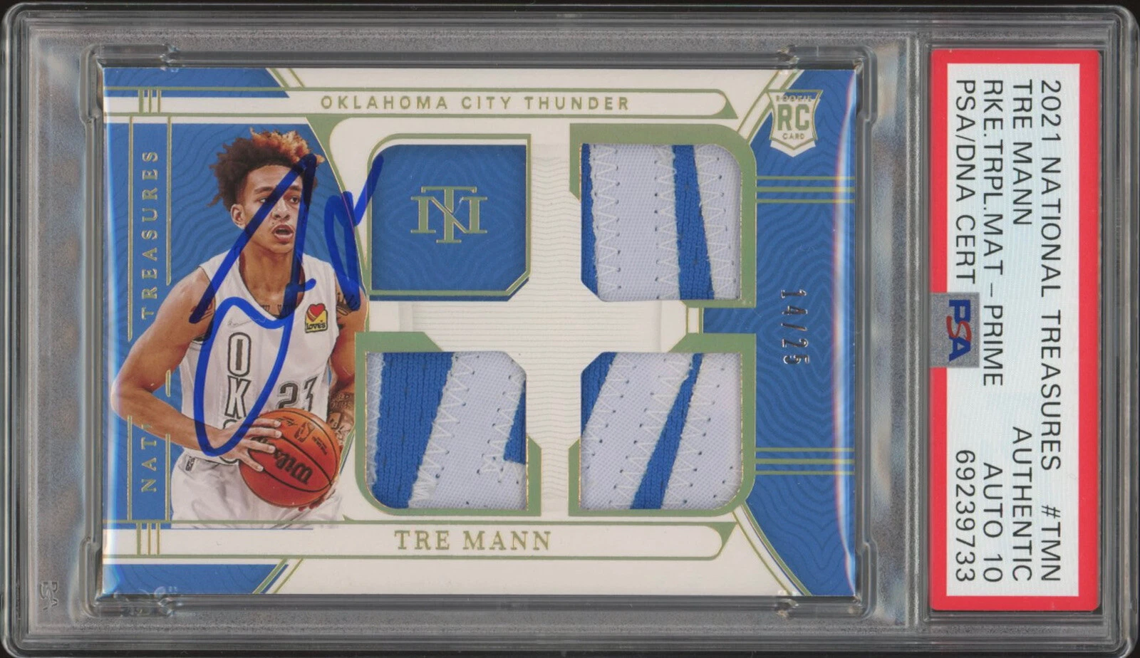 2021 National Treasures Tre Mann Triple Mat RPA Prime /25 Psa GEM MINT ...