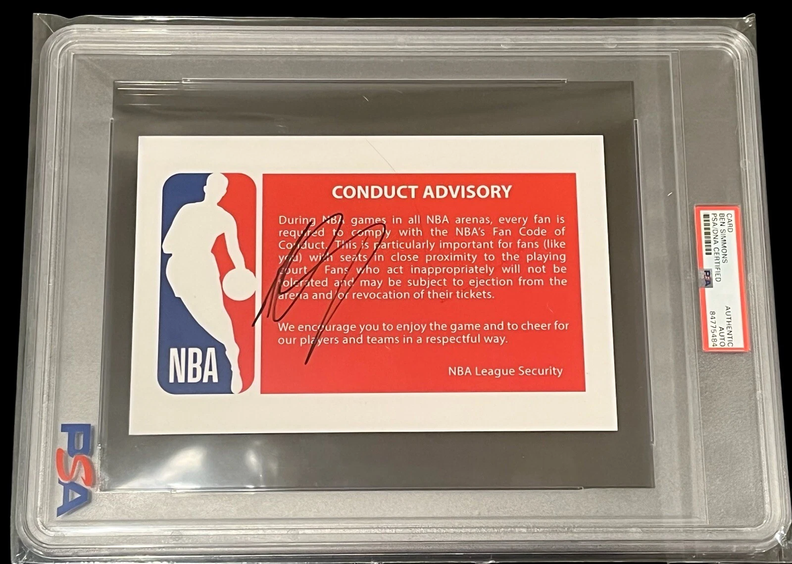Ben Simmons Signed Autographed NBA Logo Card Psa/Dna Slab Brooklyn Nets ...