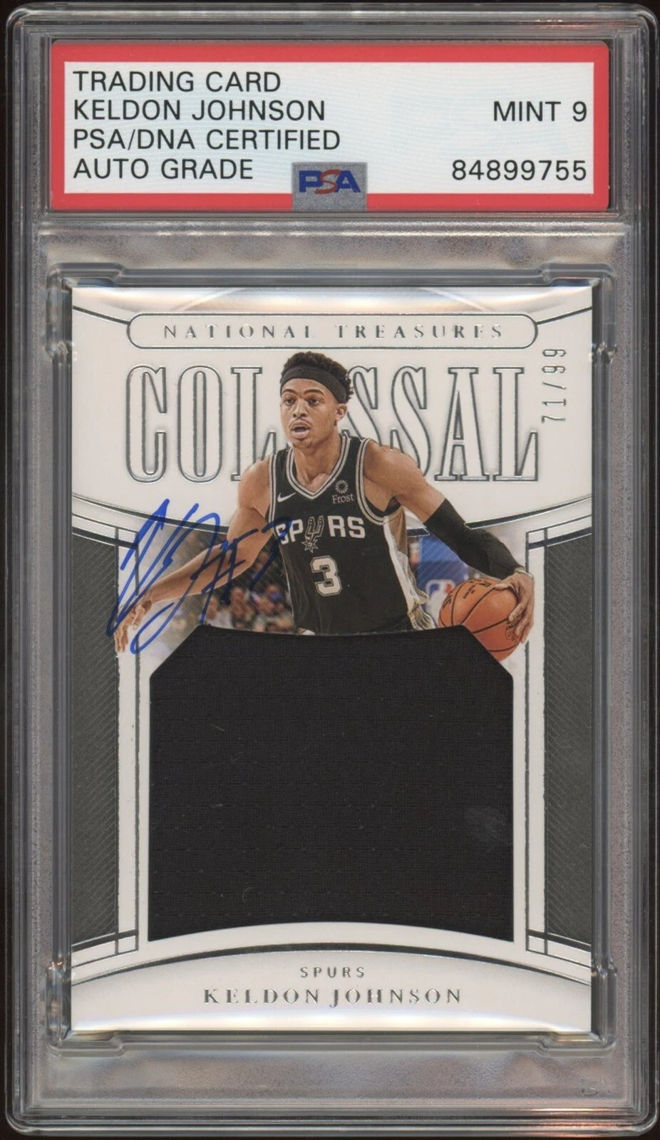 Keldon Johnson Signed 2019 National Treasures Colossal RPA /99 Psa MINT ...