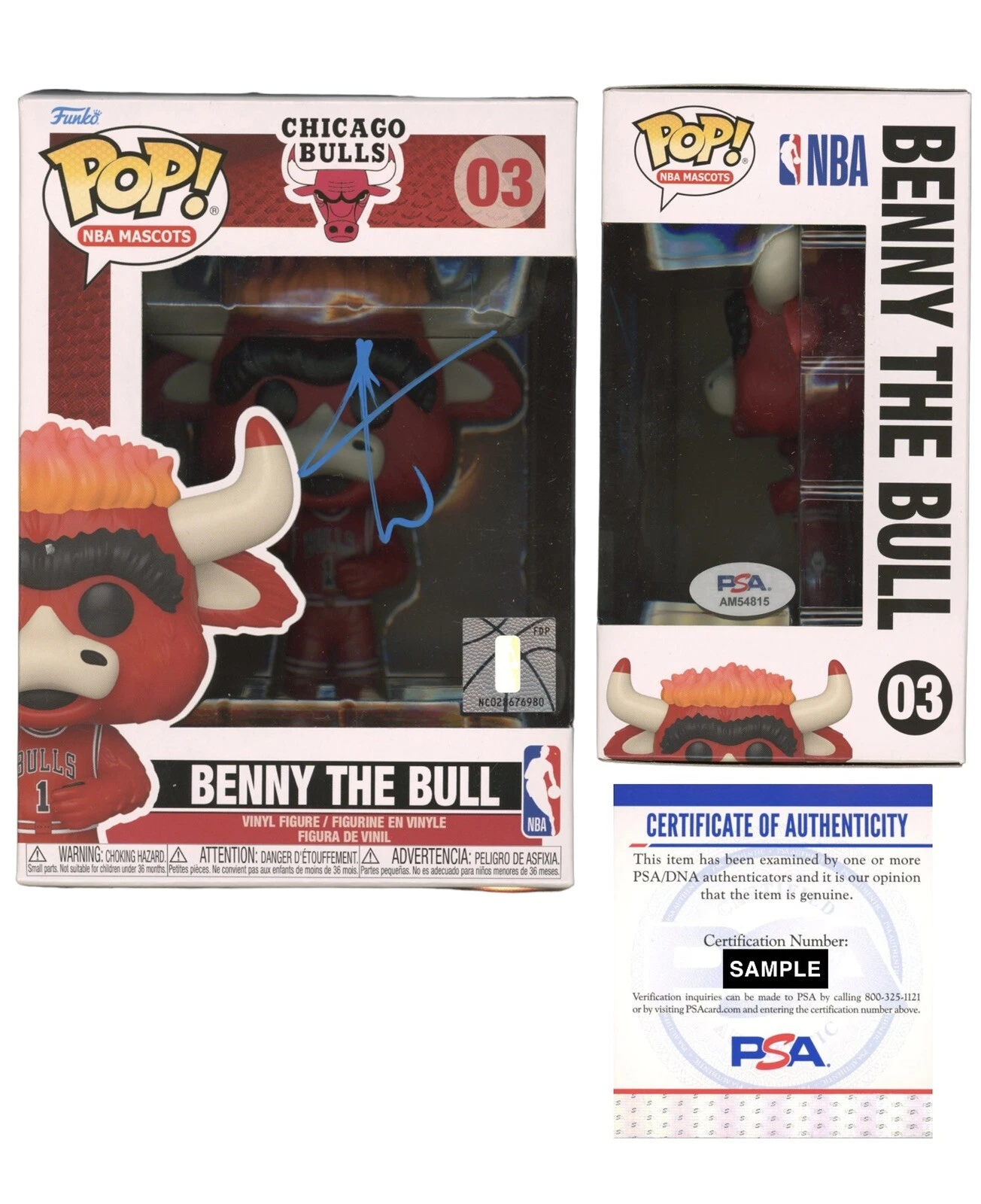 Patrick Williams Signed NBA Benny The Bull Funko Pop #03 Psa/Dna ...