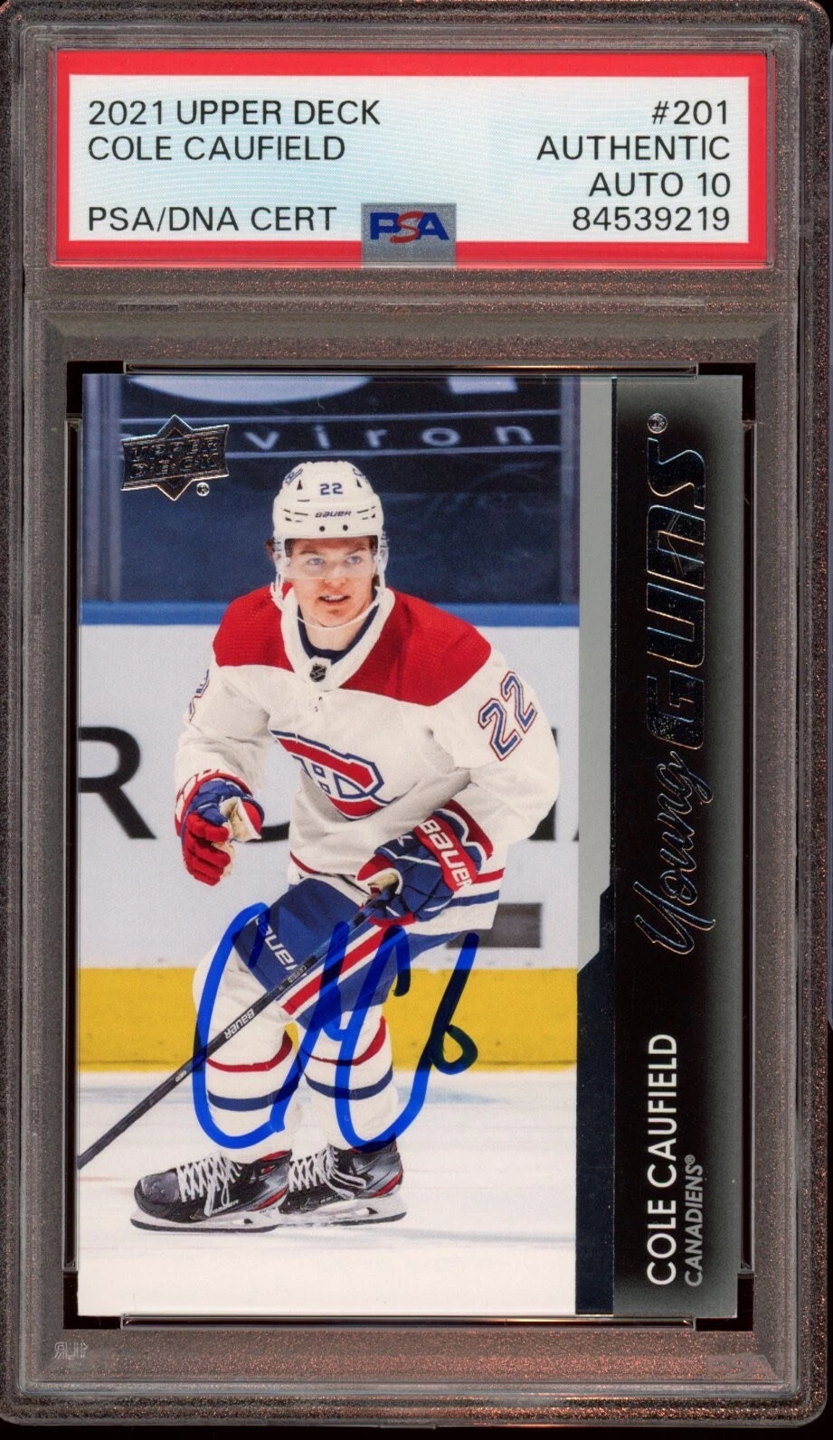 2021 Upper Deck #201 Cole Caufield Young Guns Rookie Card Psa GEM MT 10 ...