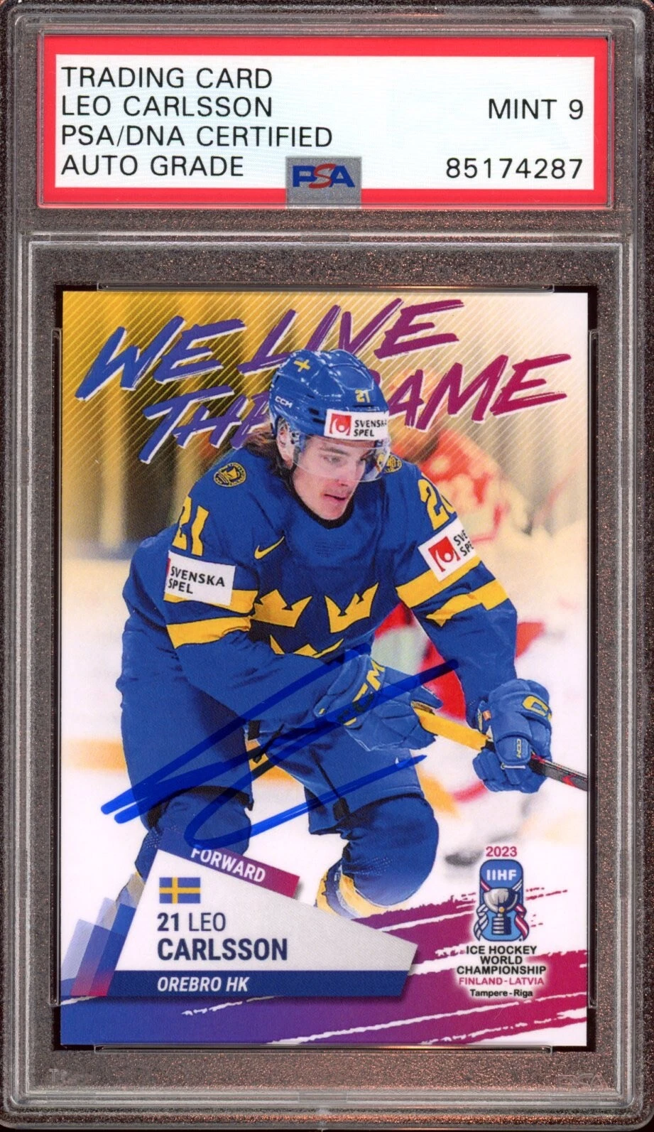 2023 IIHF World Championship #144 Leo Carlsson Rookie Card Psa MINT 9 ...