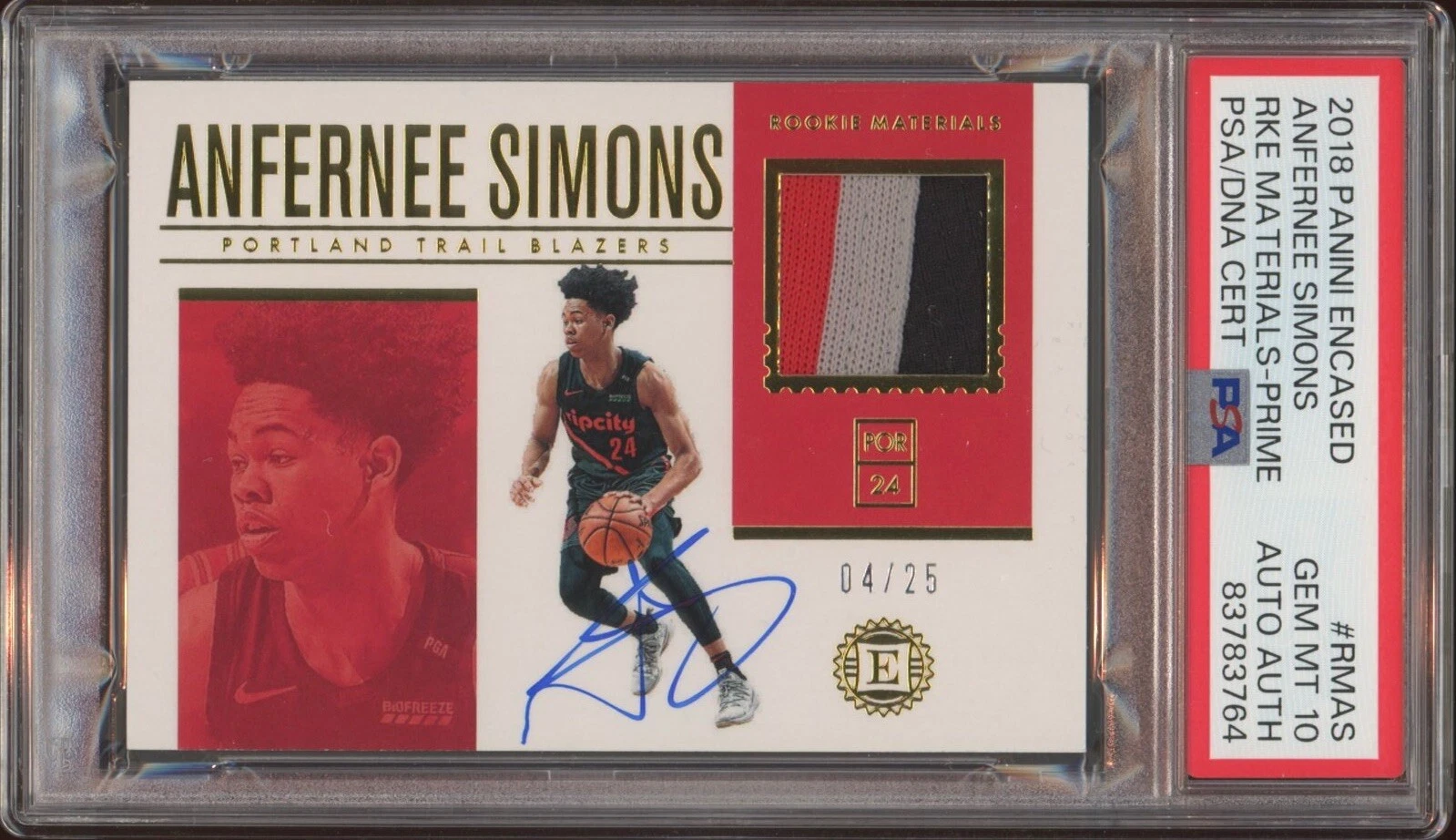 2018 Panini Encased Anfernee Simons Rookie Prime RPA Auto /25 Psa GEM ...